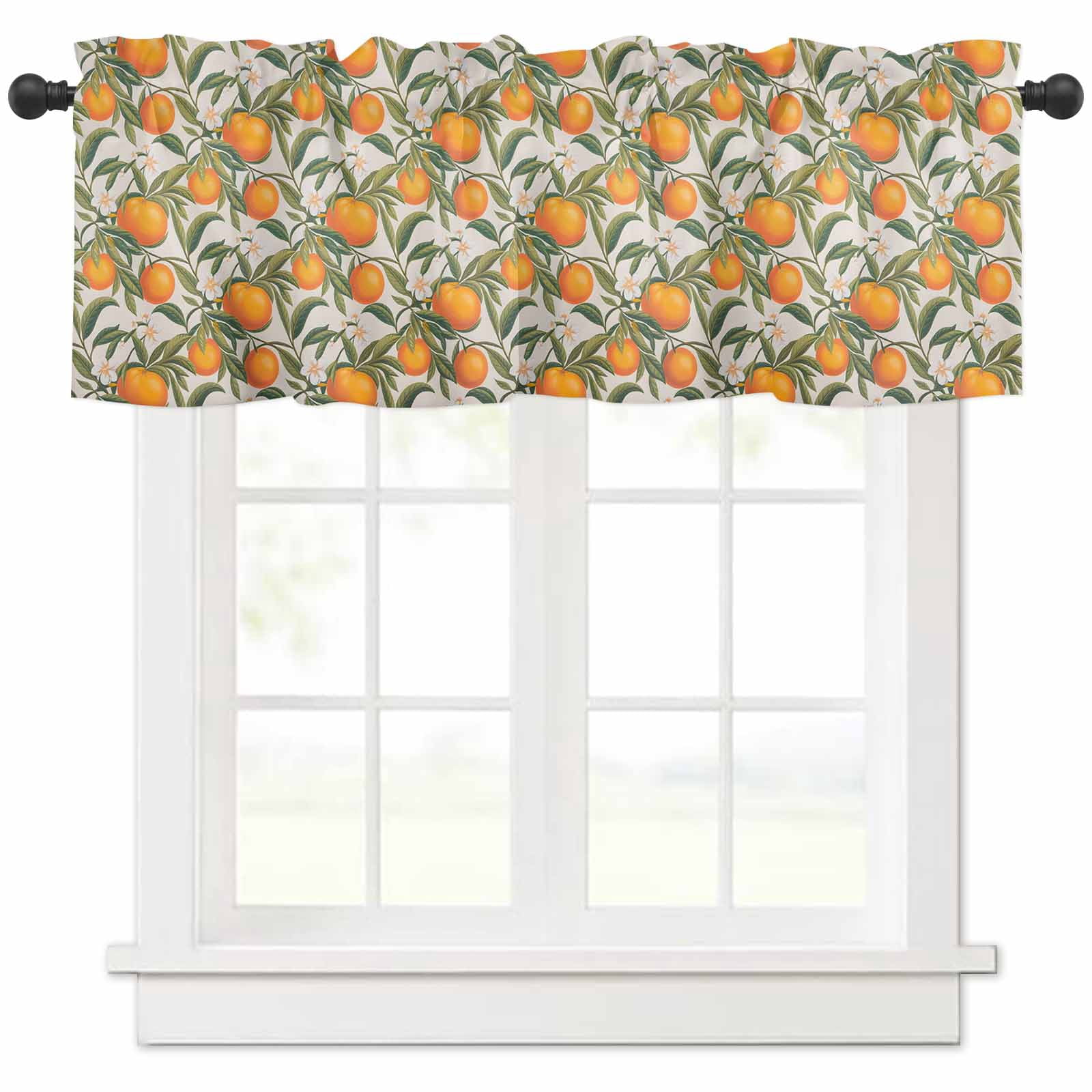 nqOlkjepod Country Orange Farmhouse Short Window Curtain Valances ...