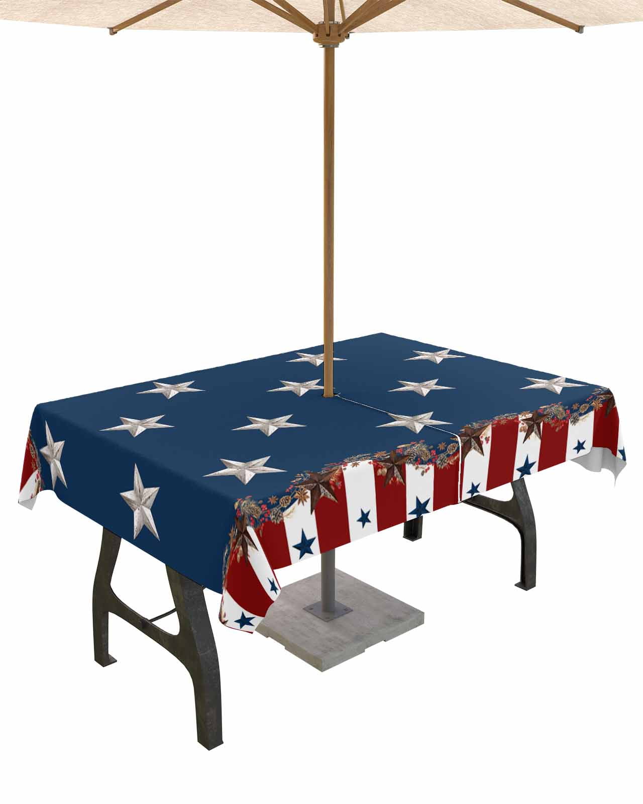 nqOlkjepod Country Star Farm Outdoor Tablecloth with Umbrella Hole ...