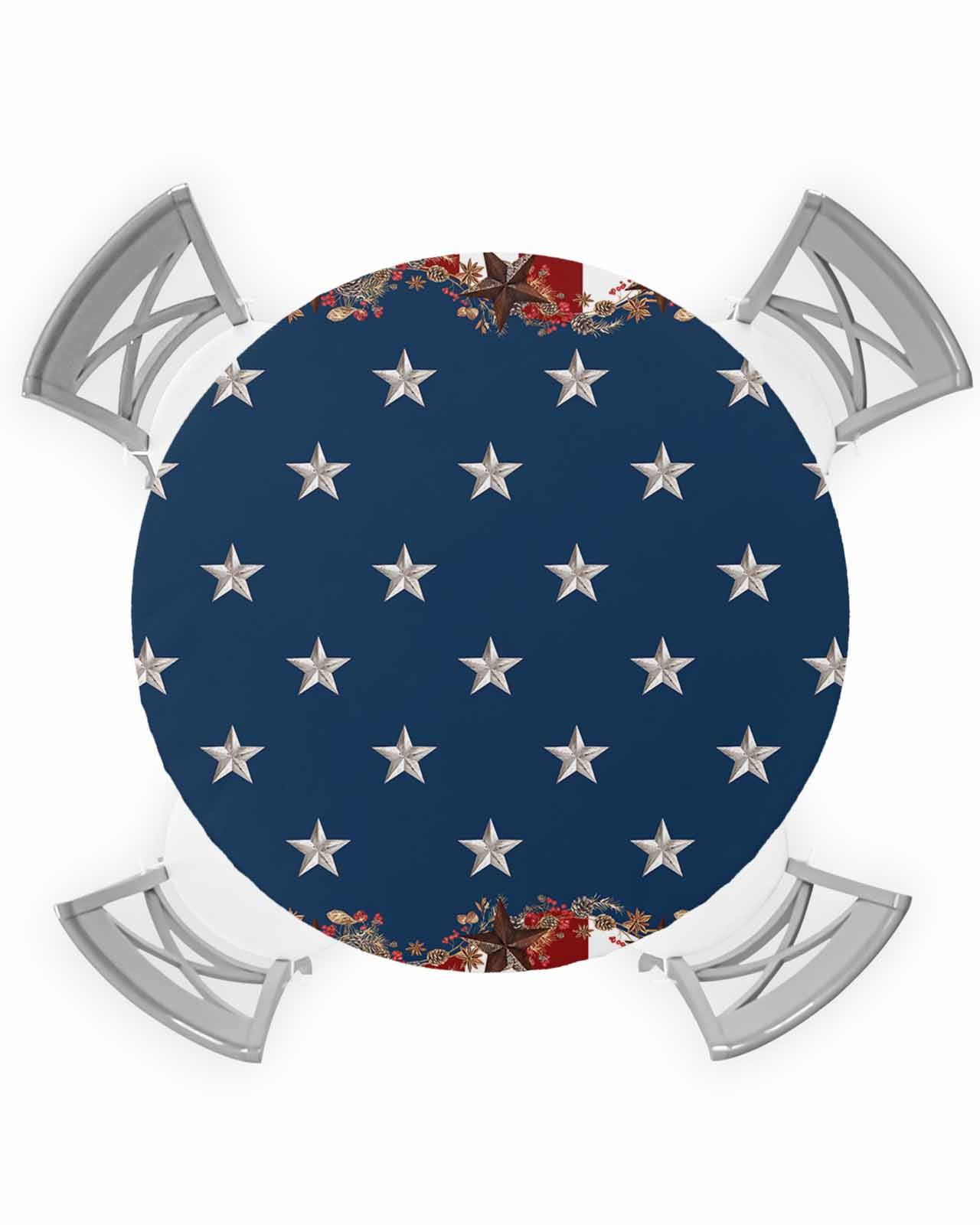 nqOlkjepod Country Star Farm Round Tablecloth, Fitted Table Cover with ...