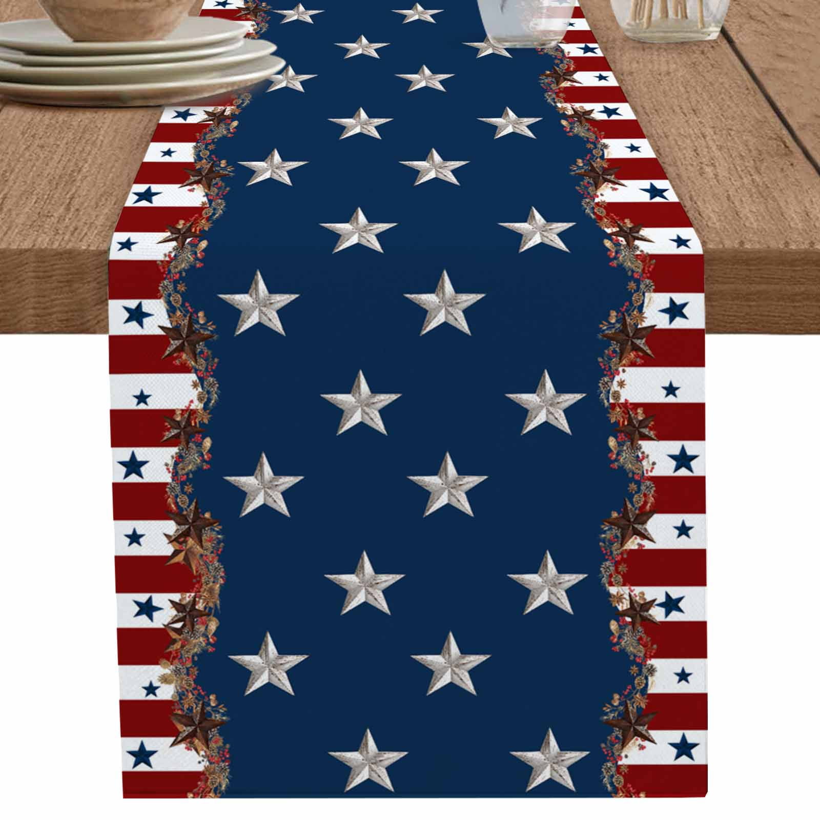 nqOlkjepod Country Star Farm Table Runner 36 Inches Long Farmhouse ...