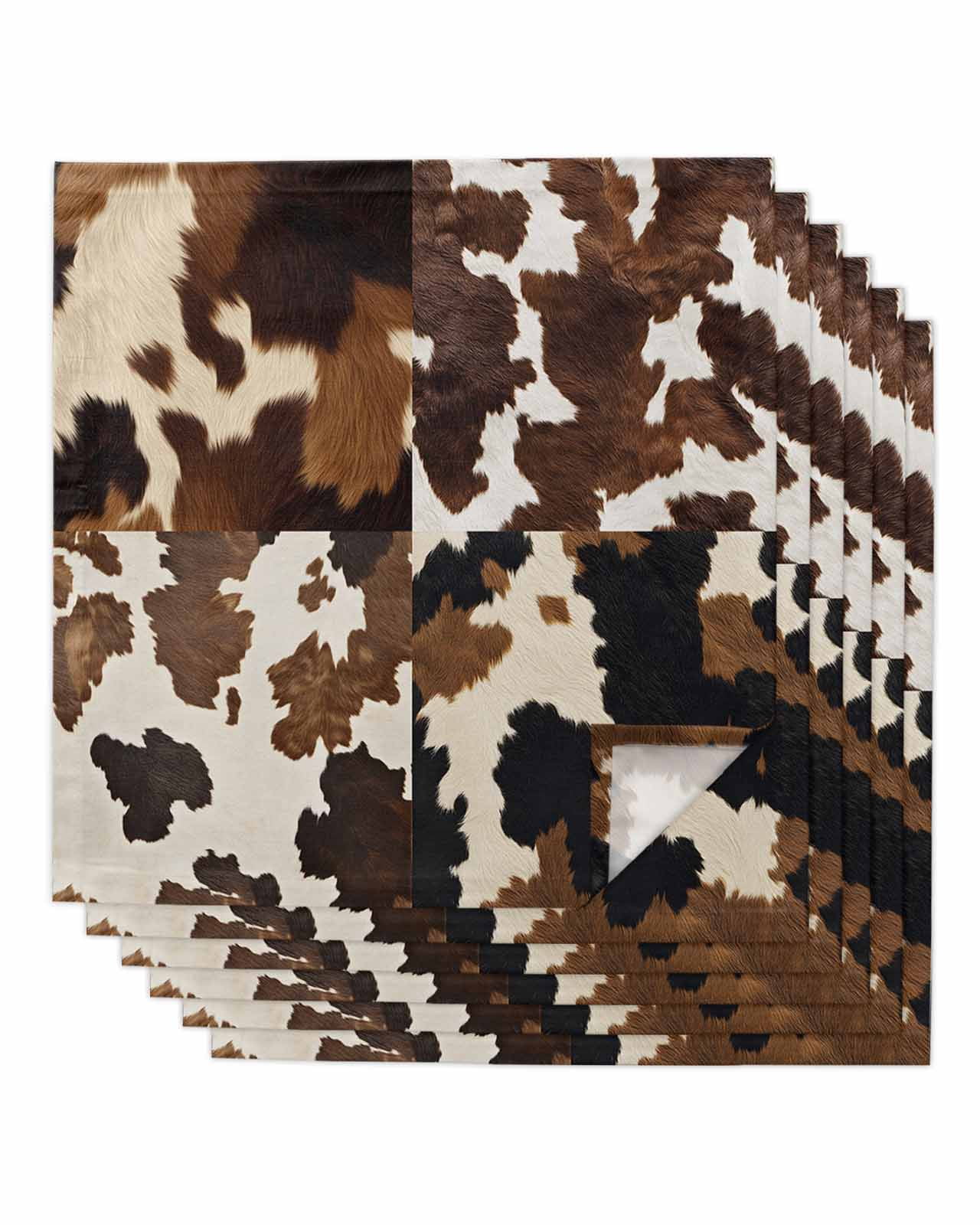 nqOlkjepod Cow Patterned Cloth Napkins Set of 6 Reusable Dinner Napkins ...