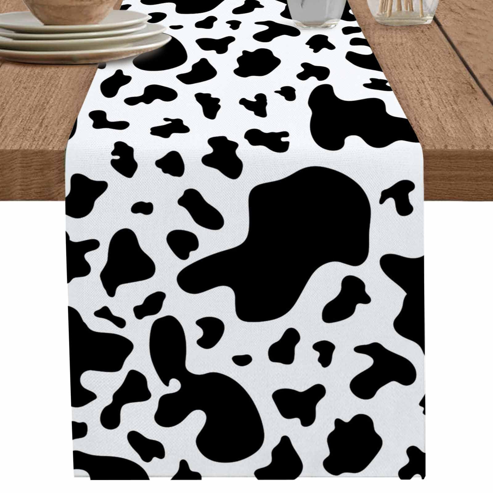 nqOlkjepod Cow Print Table Runner 120 Inches Long Farmhouse Dress ...