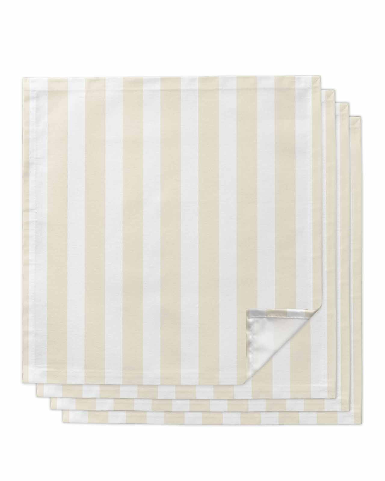 nqOlkjepod Cream Striped Cloth Napkins Set of 4 Reusable Dinner Napkins ...