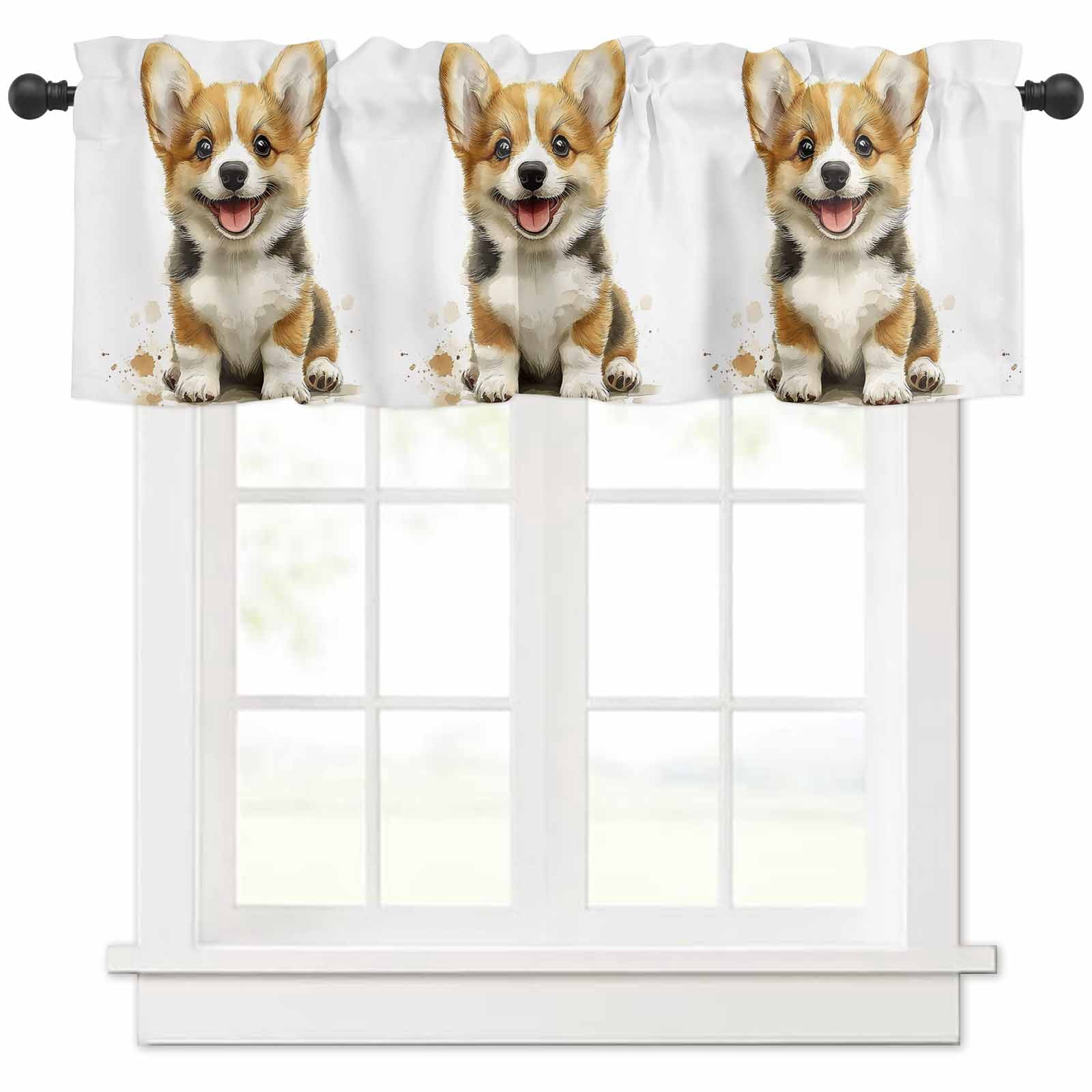 nqOlkjepod Cute Dogs Farmhouse Short Window Curtain Valances, Modern ...