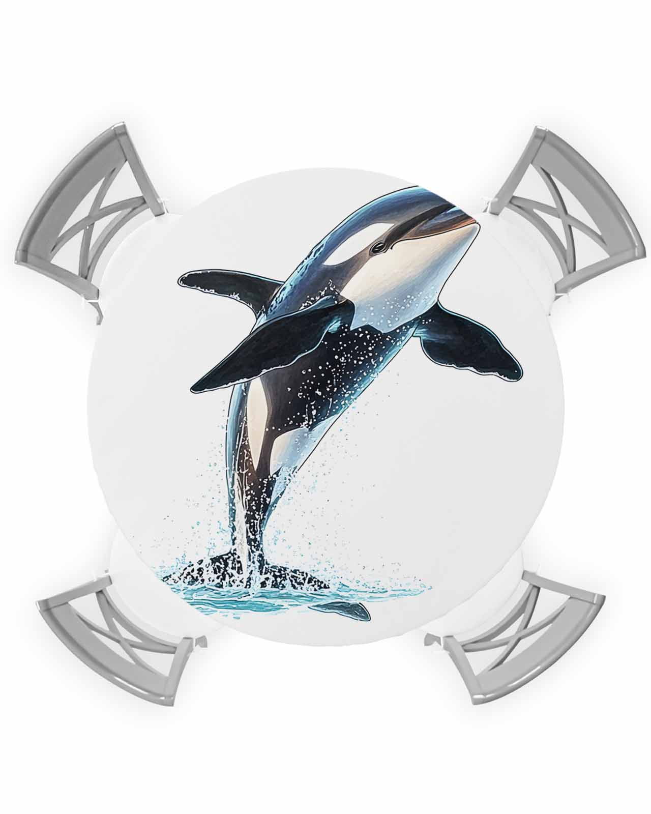 nqOlkjepod Cute Killer Whale Round Tablecloth, Fitted Table Cover with ...