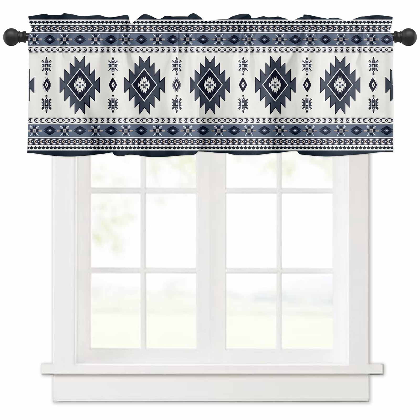 nqOlkjepod Dark Blue Boho Farmhouse Short Window Curtain Valances ...