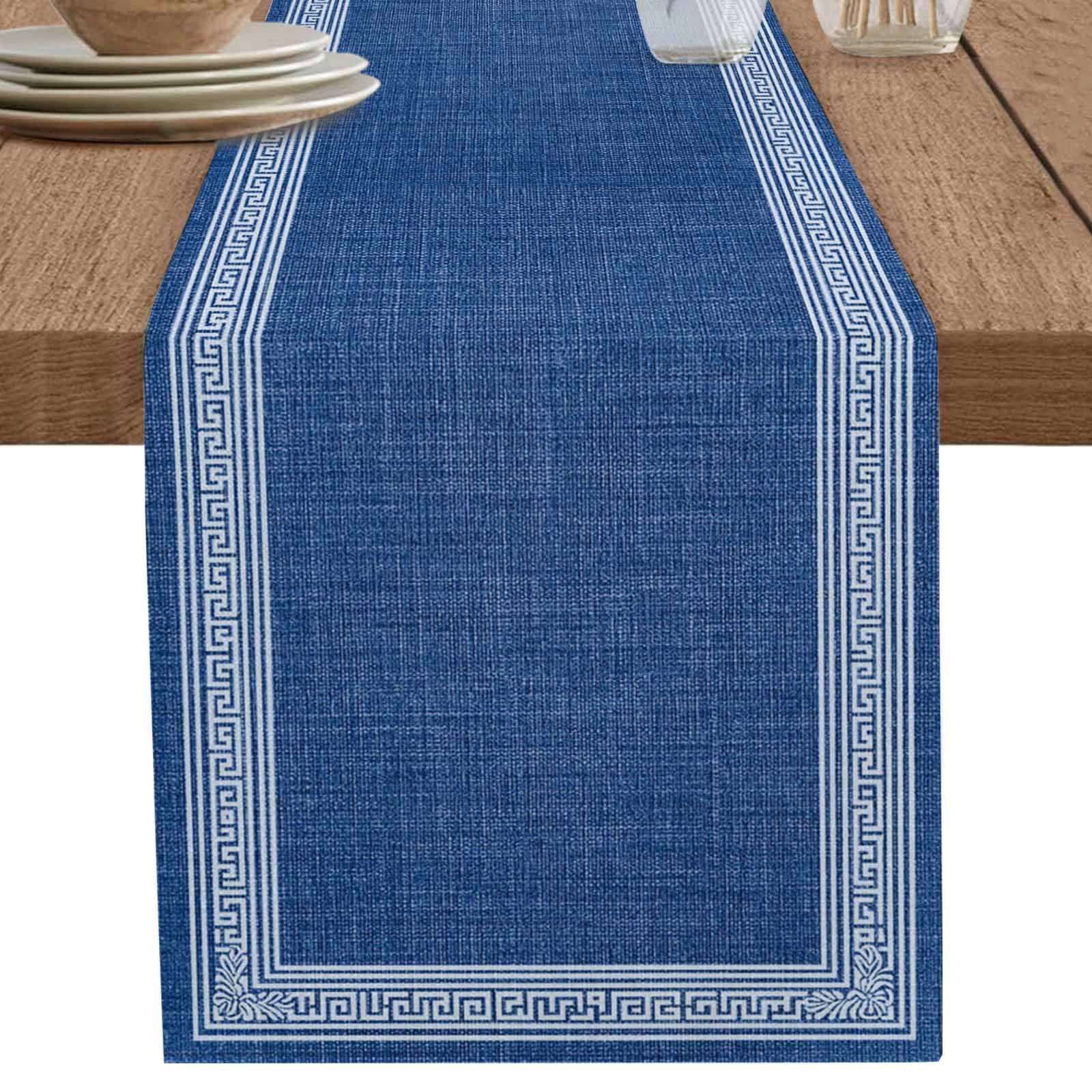 nqOlkjepod Dark Blue Retro Greek Key Table Runner 72 Inches Long ...