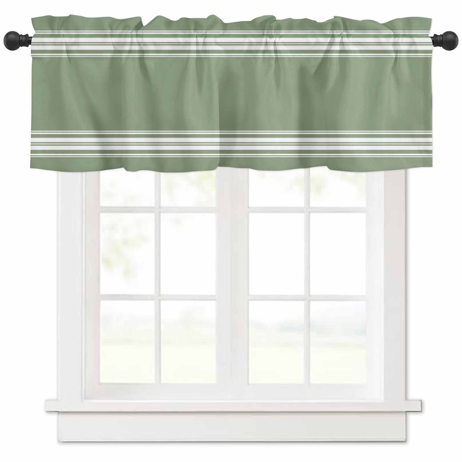 nqOlkjepod Dark Sage Green Farmhouse Short Window Curtain Valances ...