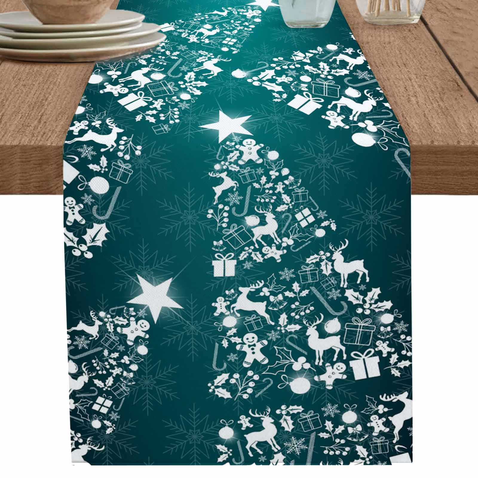nqOlkjepod Dream Christmas Tree Table Runner 108 Inches Long Farmhouse ...