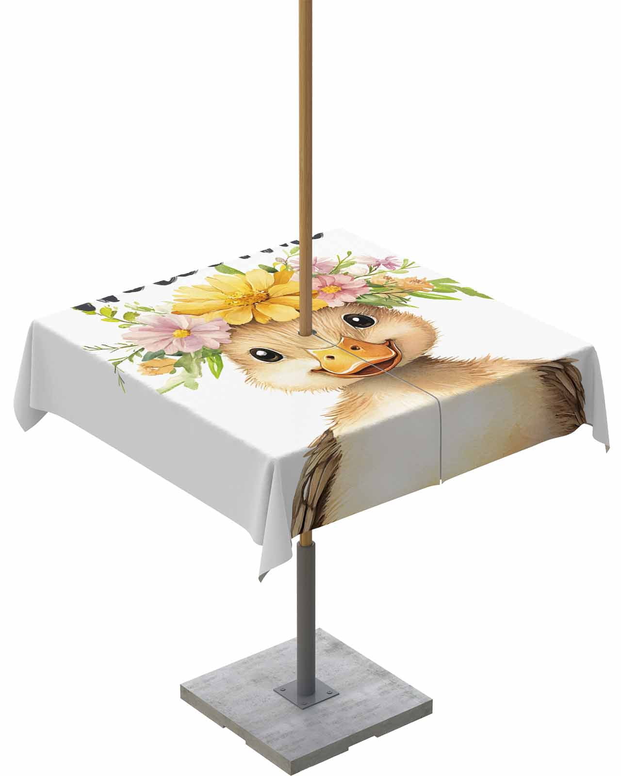 nqOlkjepod Duck Flower Outdoor Tablecloth with Umbrella Hole & Zipper ...