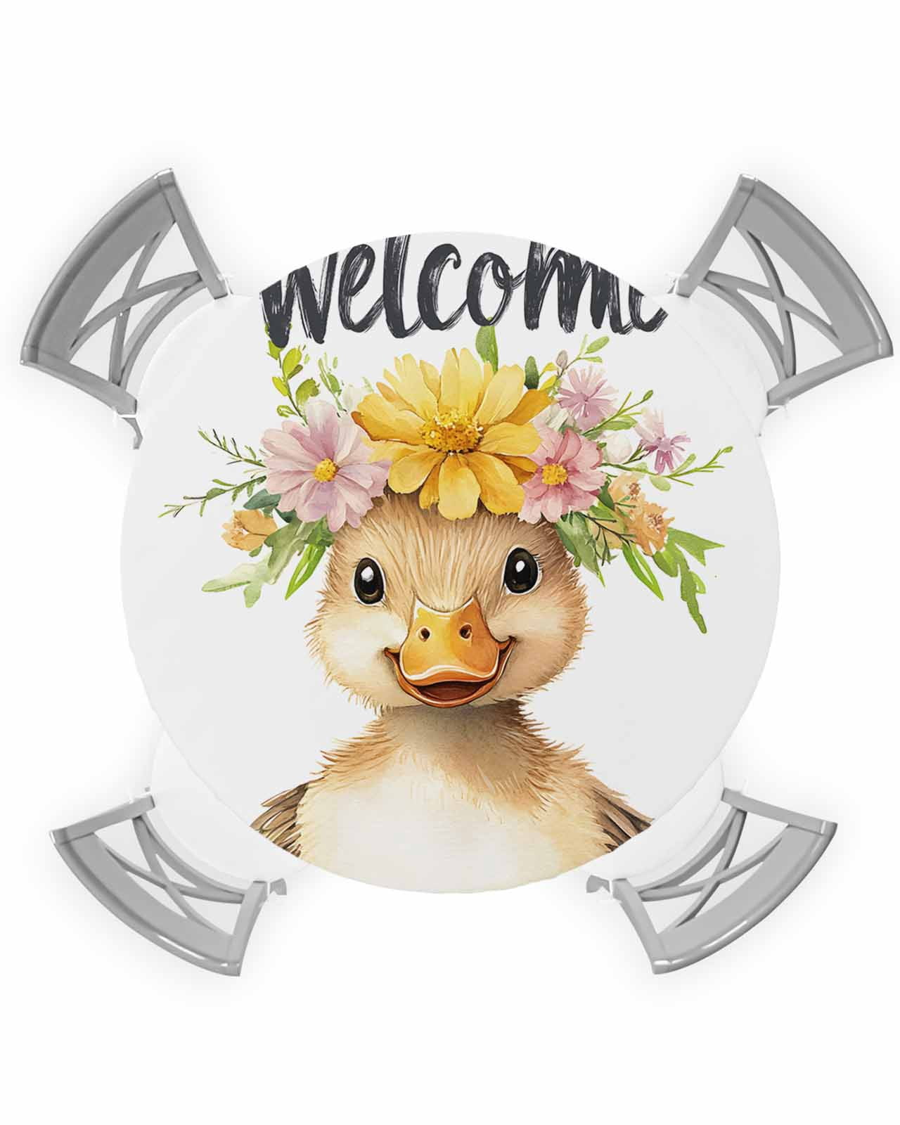 nqOlkjepod Duck Flower Round Tablecloth, Fitted Table Cover with ...