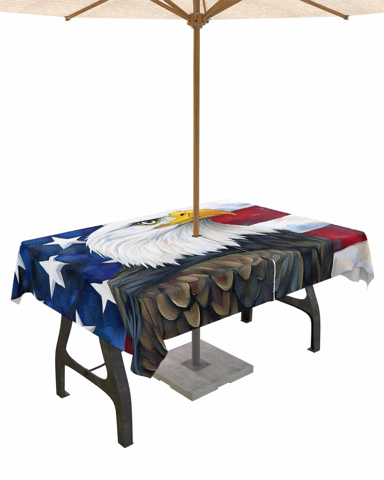 nqOlkjepod Eagle Outdoor Tablecloth with Umbrella Hole & Zipper, Rustic ...
