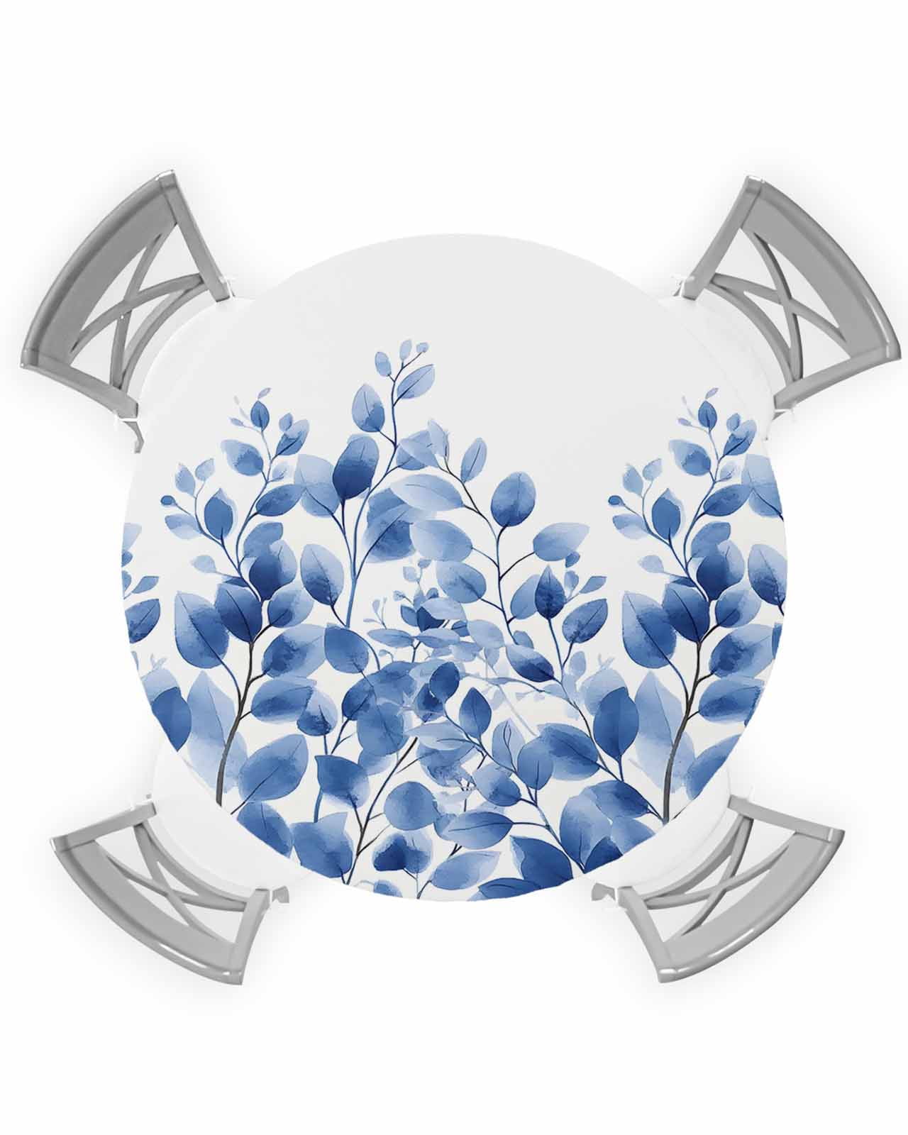 nqOlkjepod Elegant Leaf Round Tablecloth, Fitted Table Cover with ...