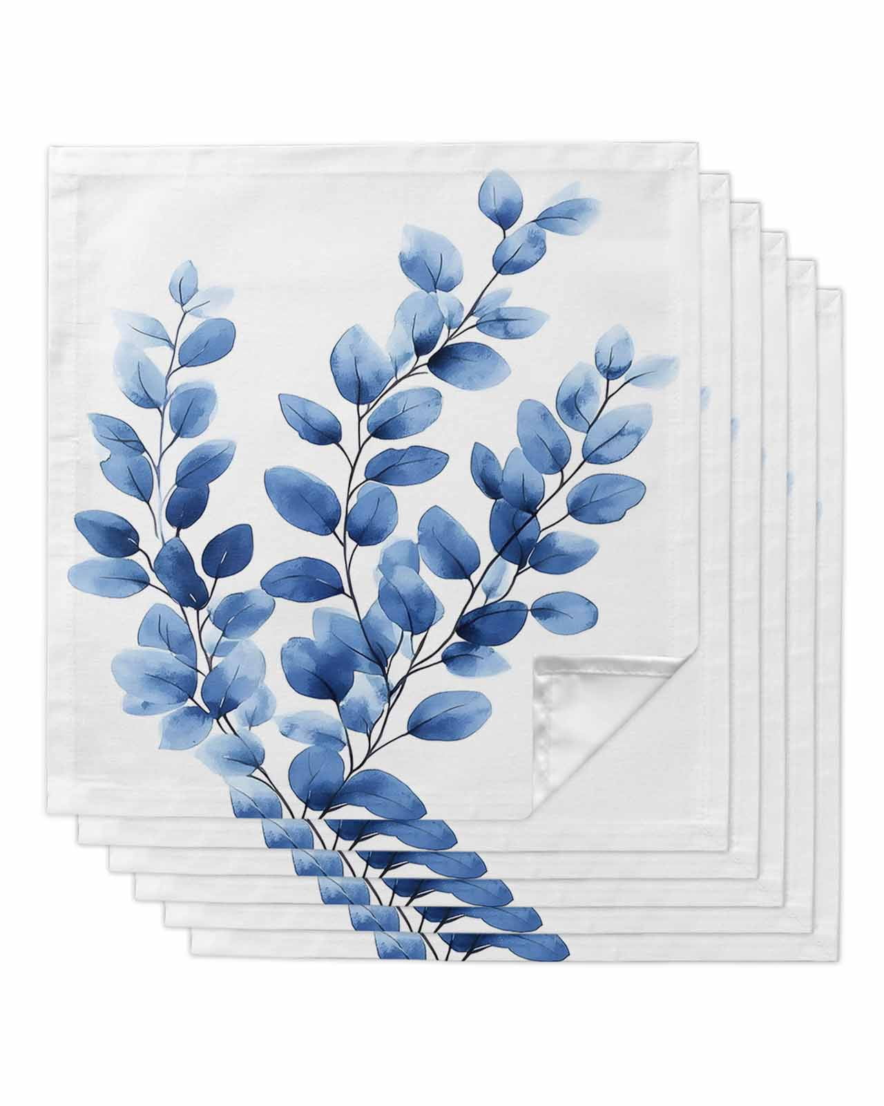 nqOlkjepod Elegant Leaves Cloth Napkins Set of 6 Reusable Dinner ...