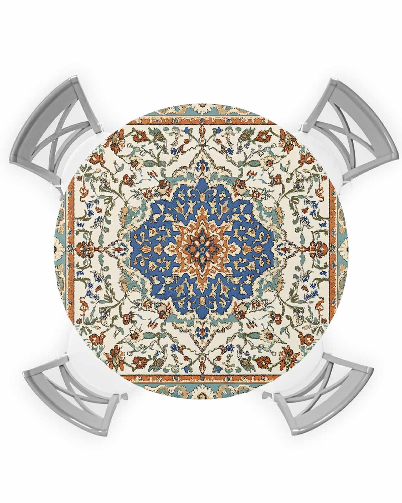 nqOlkjepod Ethnic Rustic Round Tablecloth, Fitted Table Cover with ...