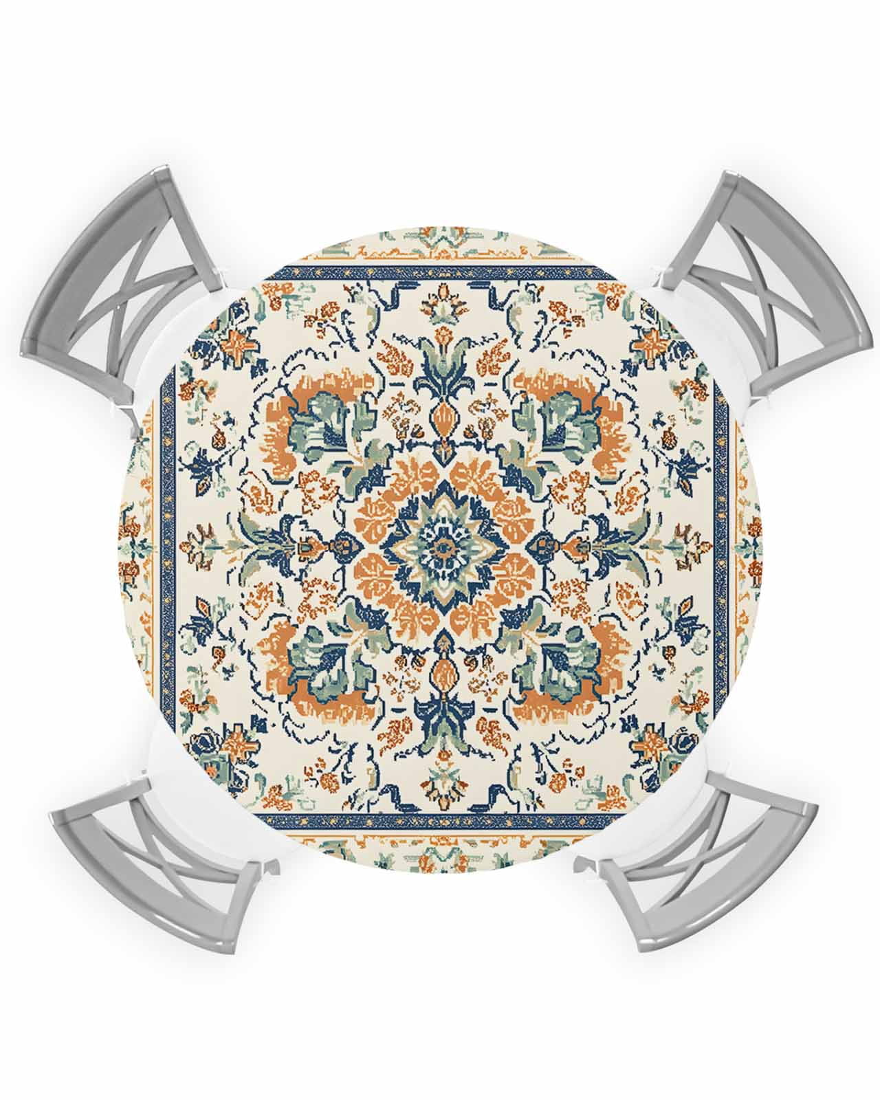 nqOlkjepod Ethnic Rustic Round Tablecloth, Fitted Table Cover with ...