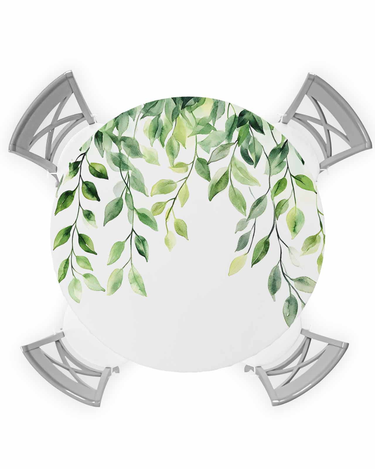 nqOlkjepod Eucalyptus Leaf Round Tablecloth, Fitted Table Cover with ...