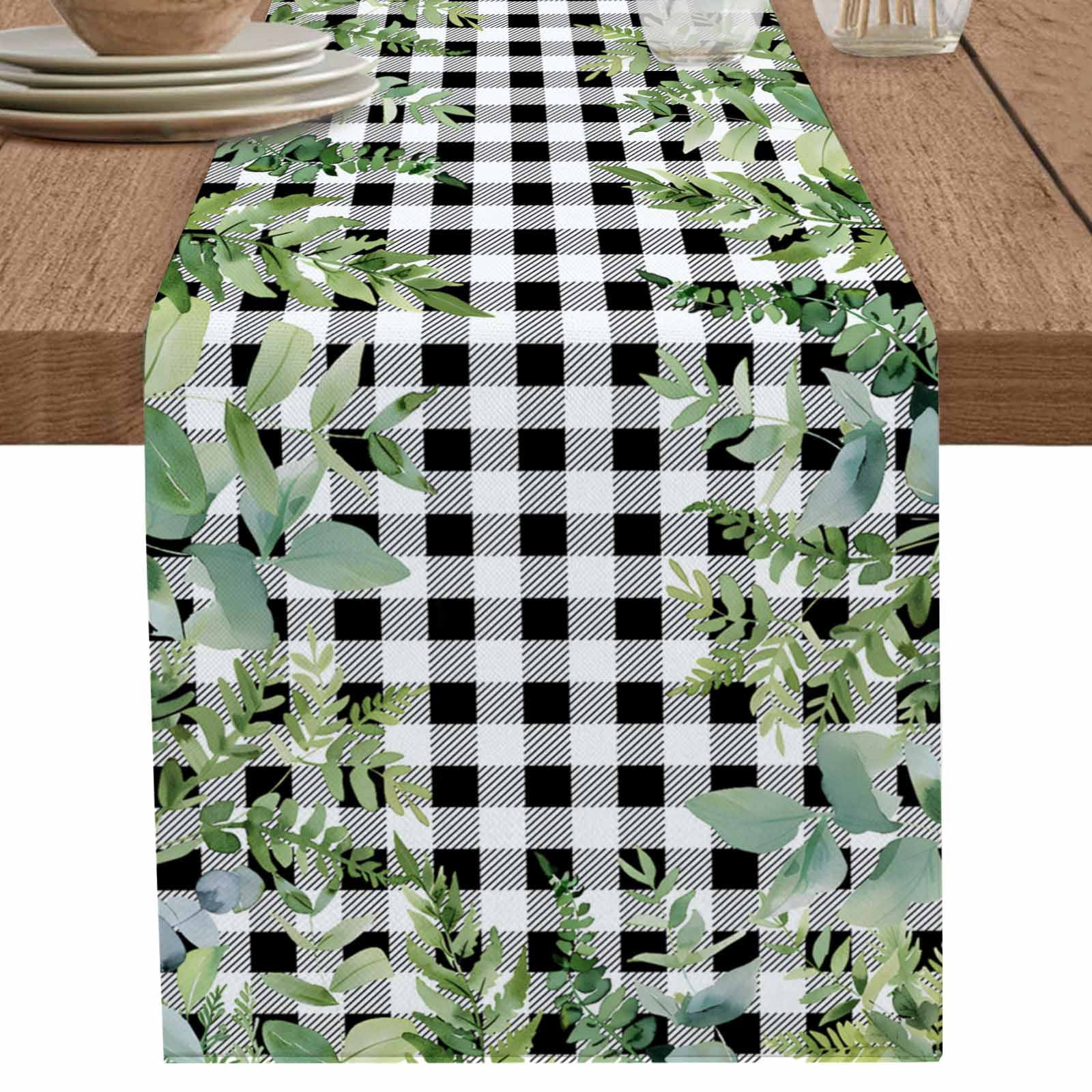 nqOlkjepod Eucalyptus Leaves Table Runner 72 Inches Long Farmhouse ...