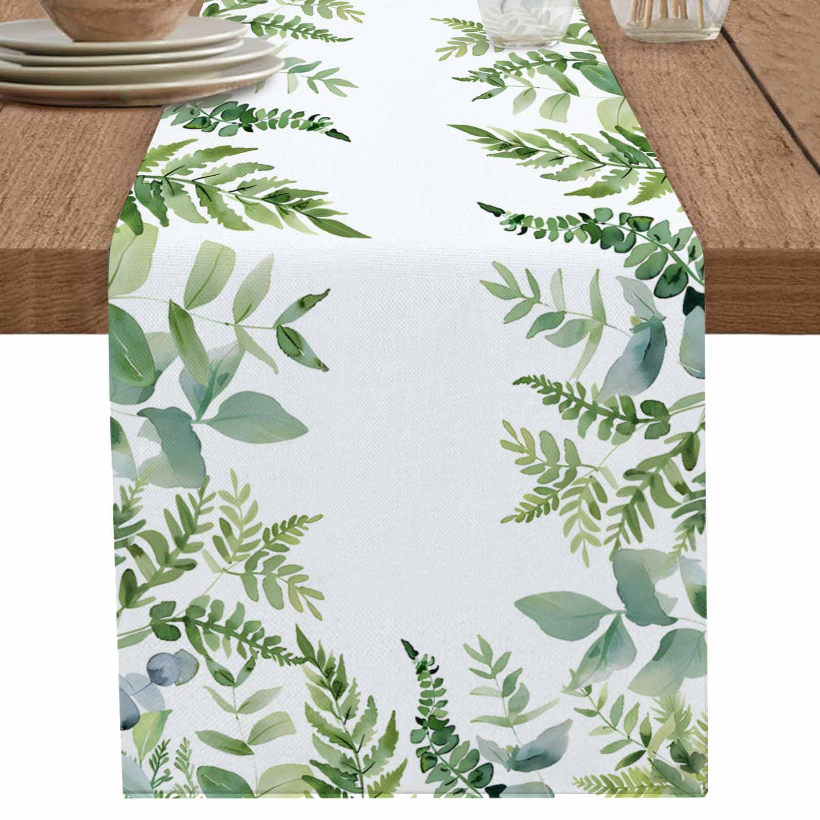 nqOlkjepod Eucalyptus Leaves Table Runner 72 Inches Long Farmhouse ...