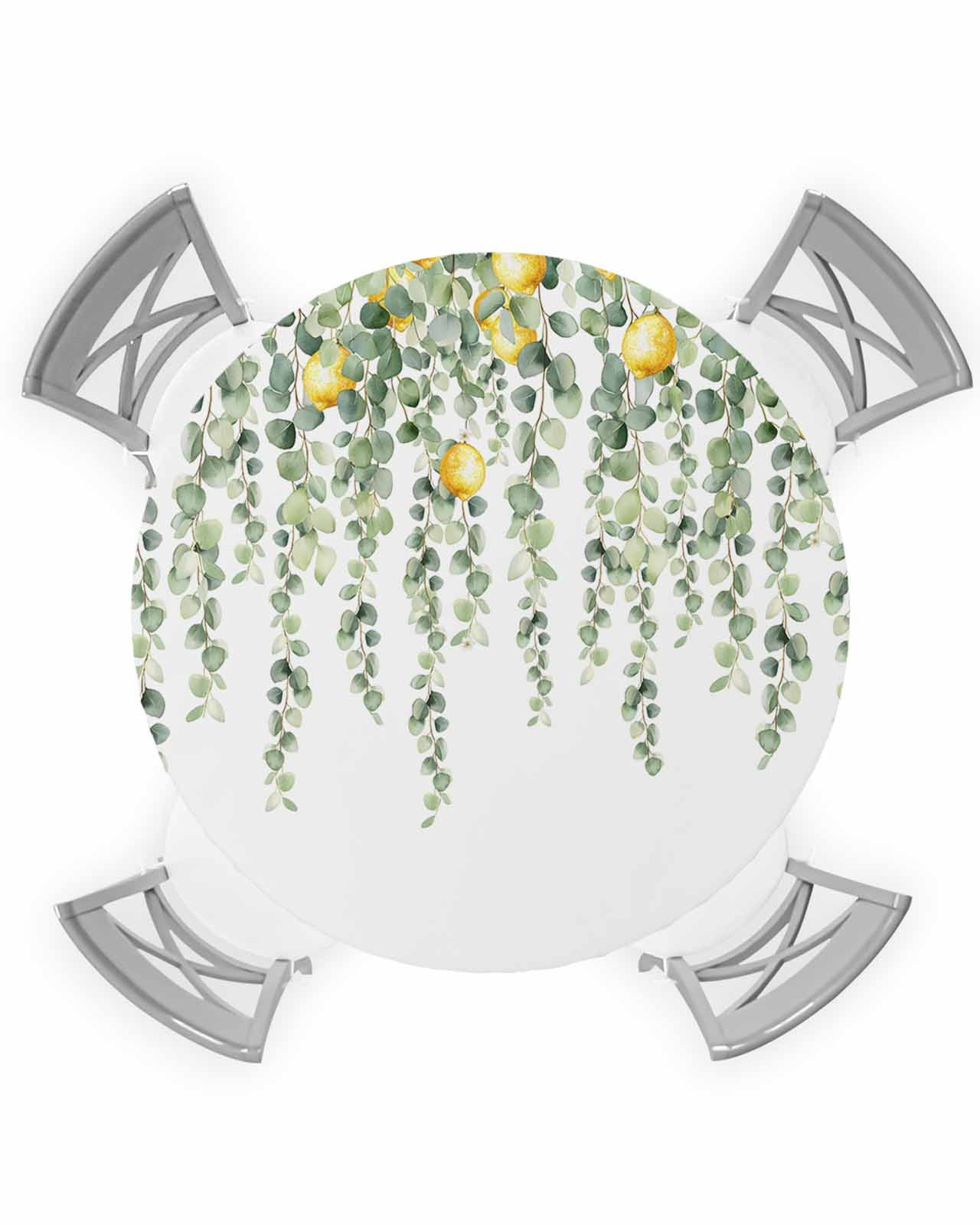 nqOlkjepod Eucalyptus Lemon Round Tablecloth, Fitted Table Cover with ...