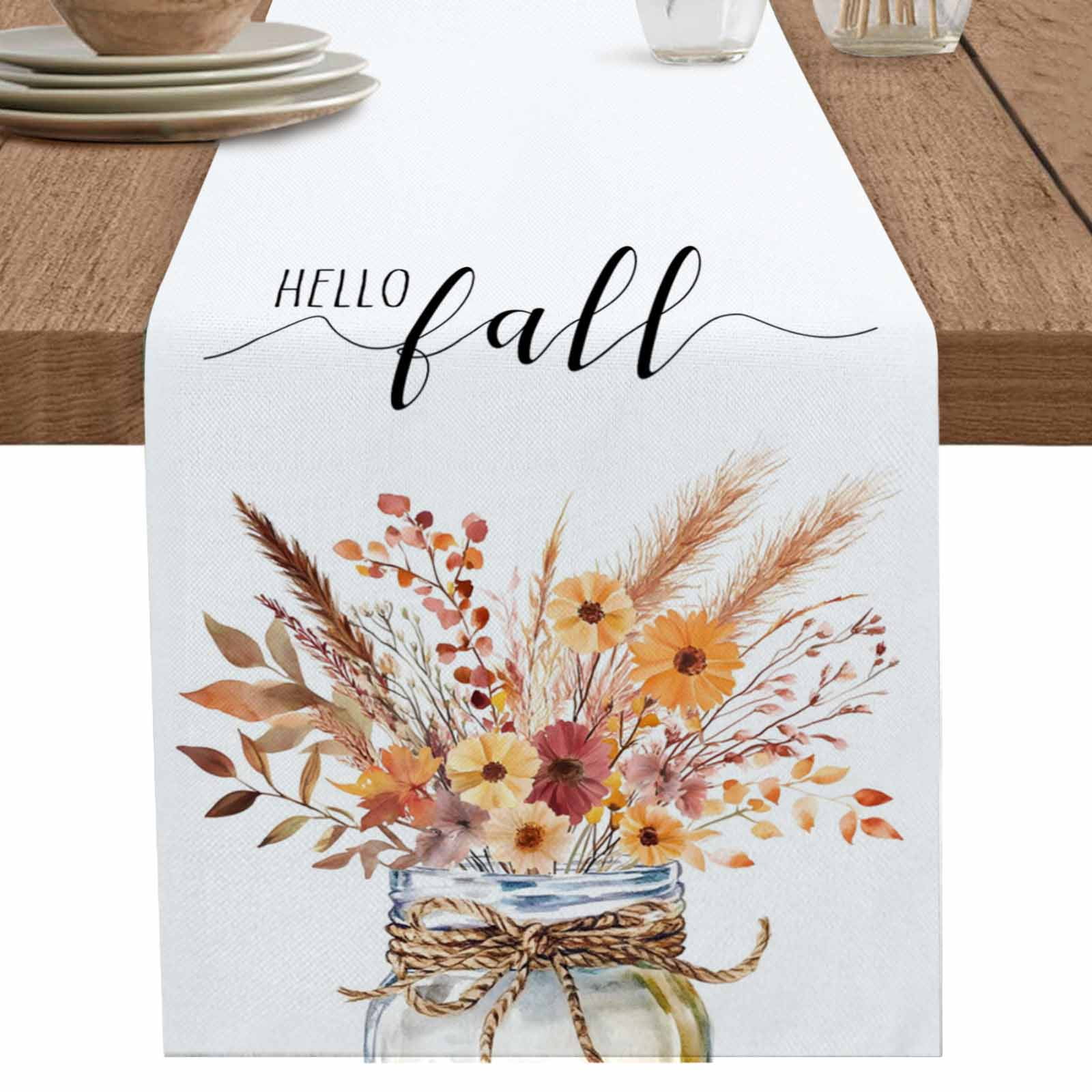 nqOlkjepod Fall Floral Table Runner 108 Inches Long Farmhouse Dress ...