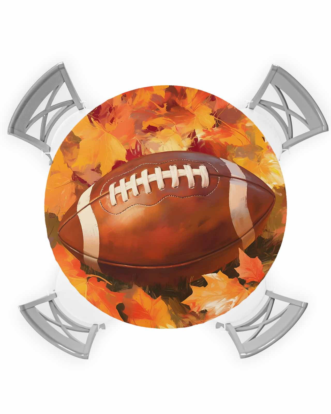 nqOlkjepod Fall Football Round Tablecloth, Fitted Table Cover with ...