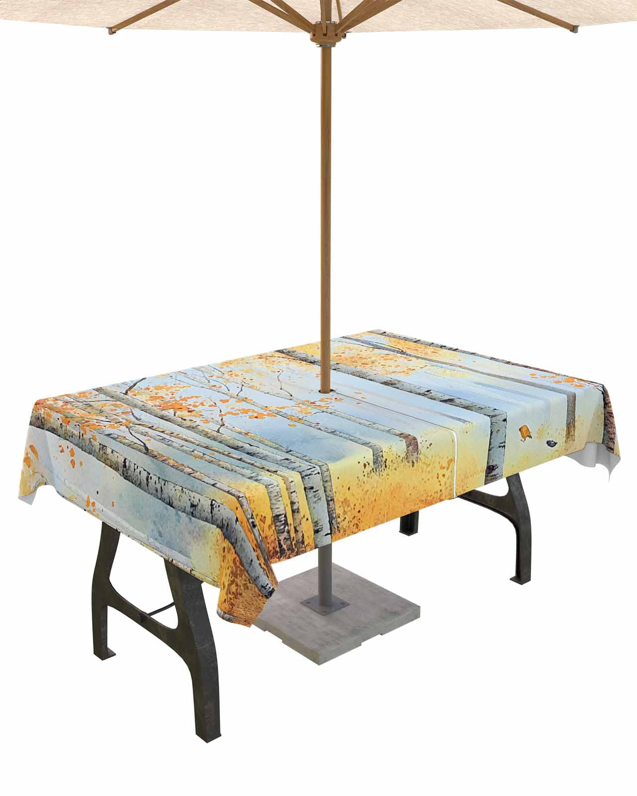 nqOlkjepod Fall Forest Outdoor Tablecloth with Umbrella Hole & Zipper ...