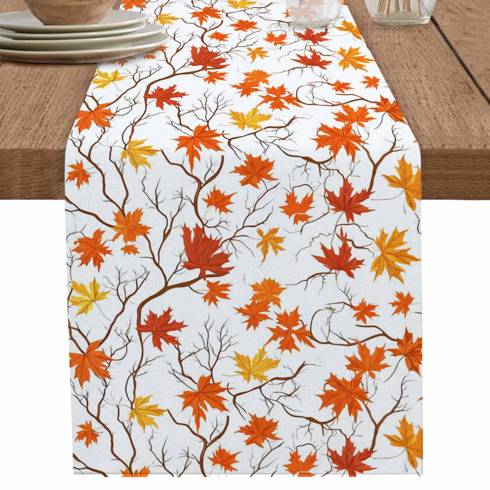 nqOlkjepod Fall Leaves Table Runner 70 Inches Long Farmhouse Dress ...