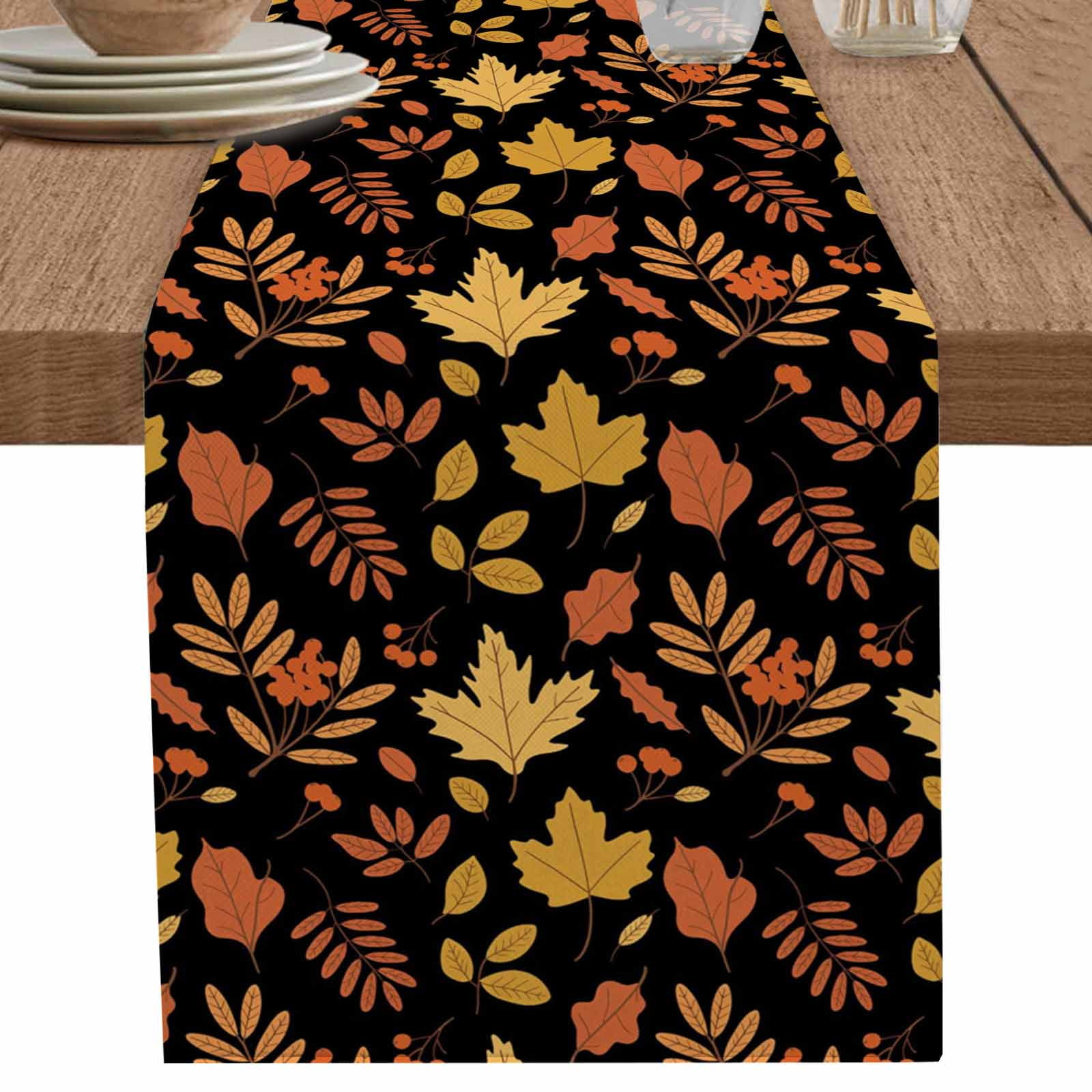 nqOlkjepod Fall Maple Leaves Table Runner 36 Inches Long Farmhouse ...