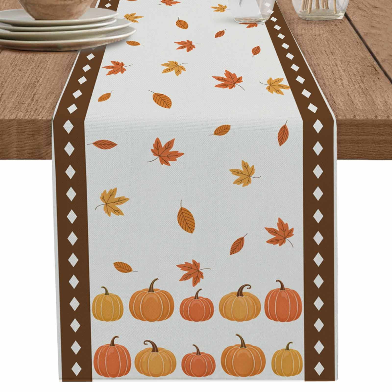 nqOlkjepod Fall Pumpkin Table Runner 72 Inches Long Farmhouse Dress ...