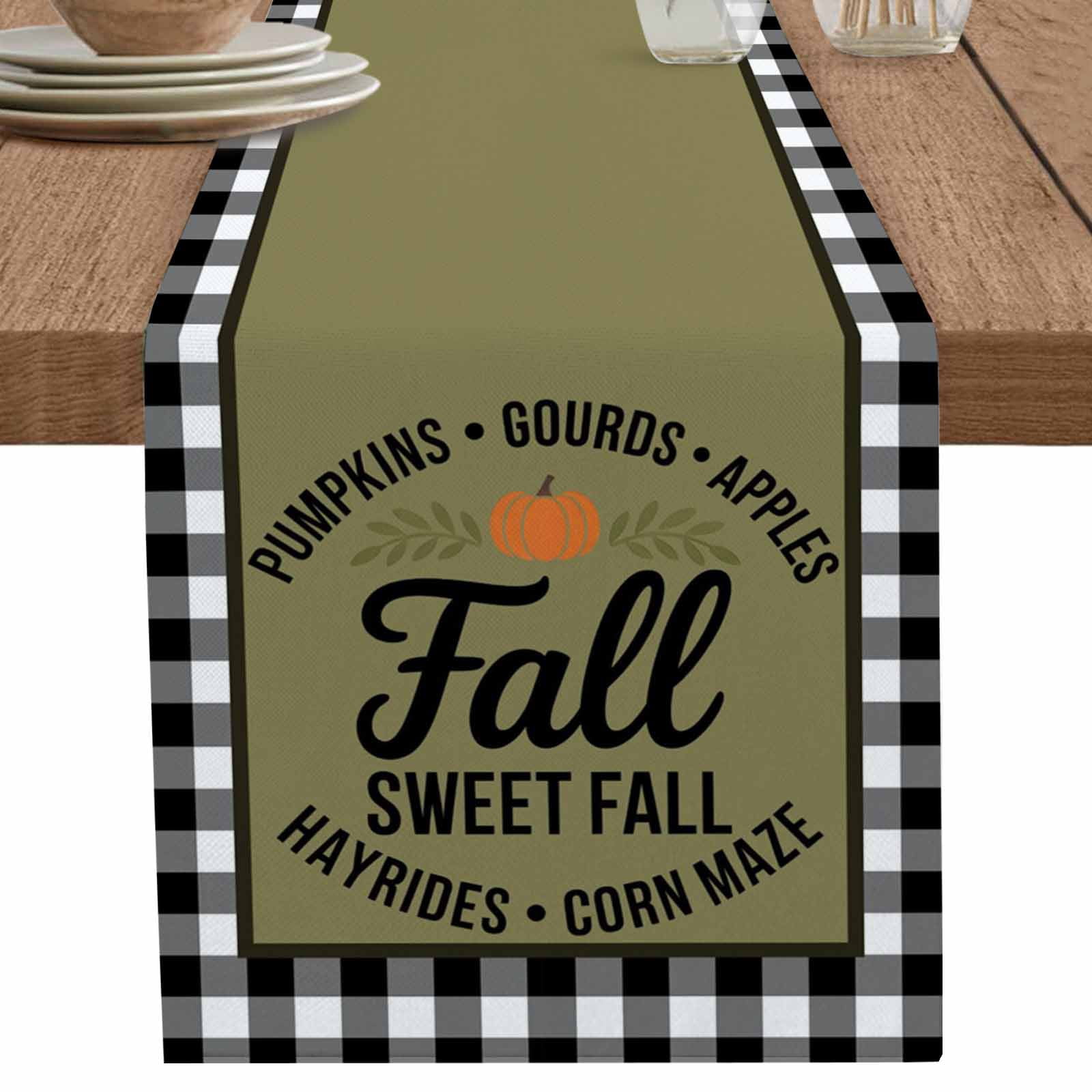 nqOlkjepod Fall Pumpkin Table Runner 90 Inches Long Farmhouse Dress ...