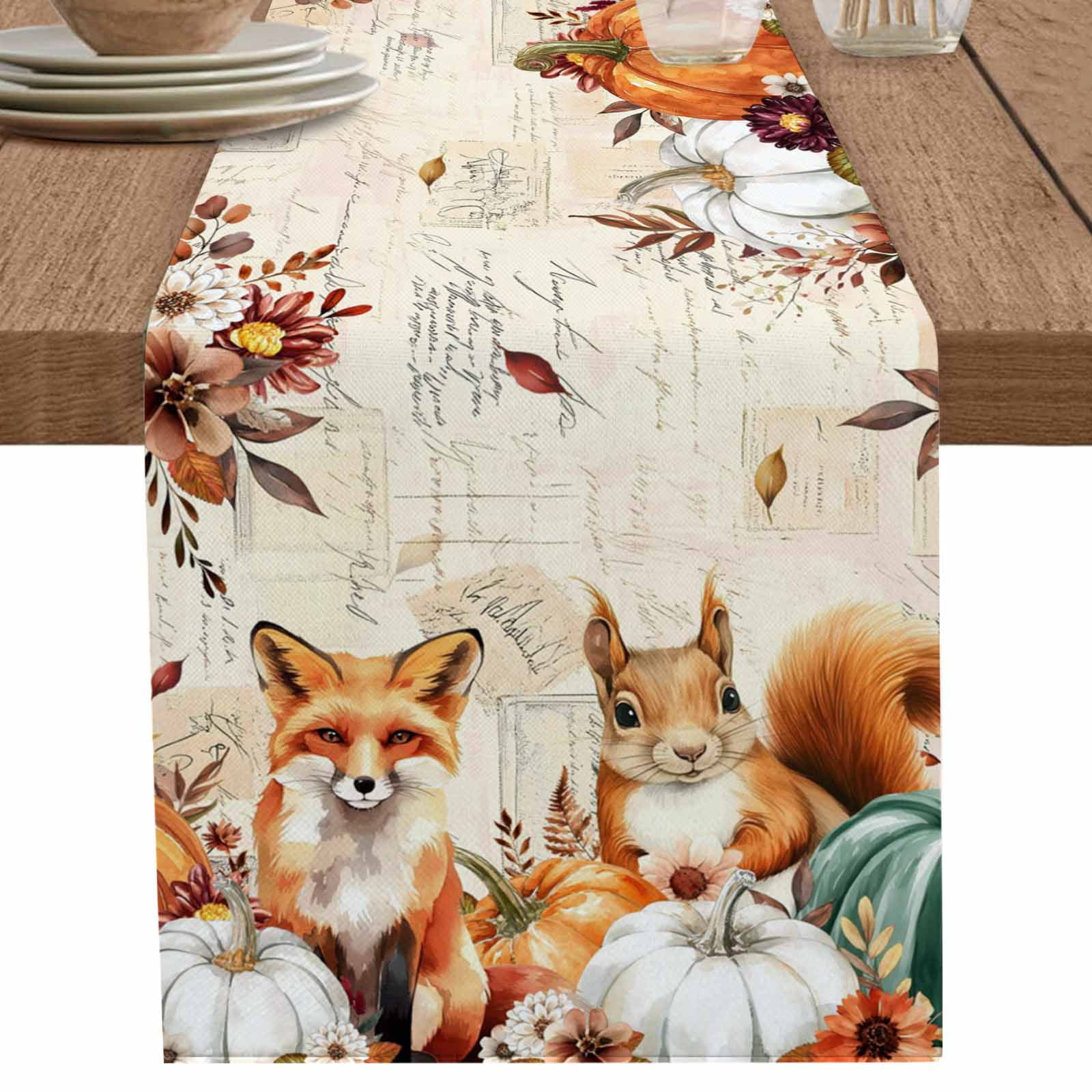 nqOlkjepod Fall Pumpkins Table Runner 108 Inches Long Farmhouse Dress ...