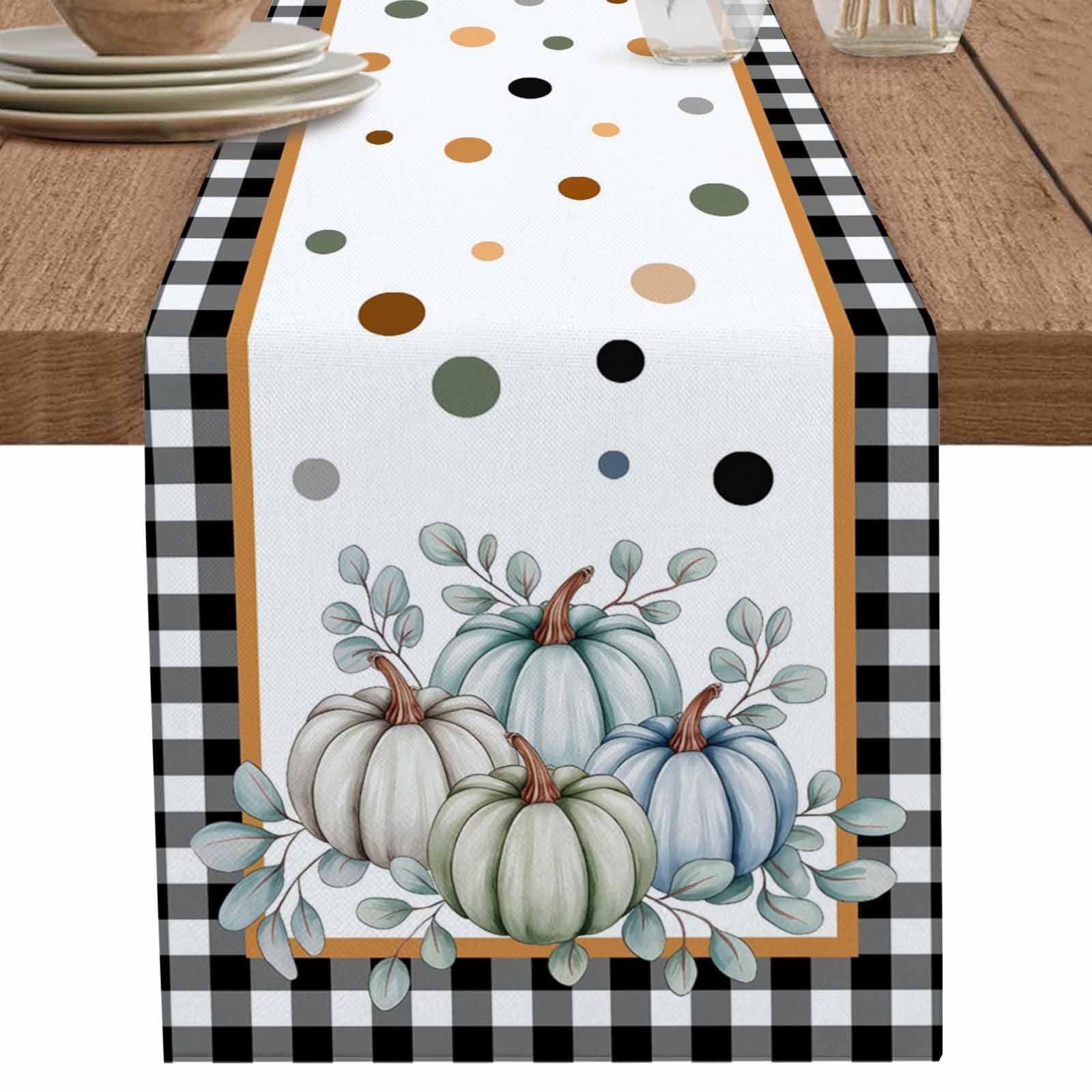 nqOlkjepod Fall Pumpkins Table Runner 36 Inches Long Farmhouse Dress ...
