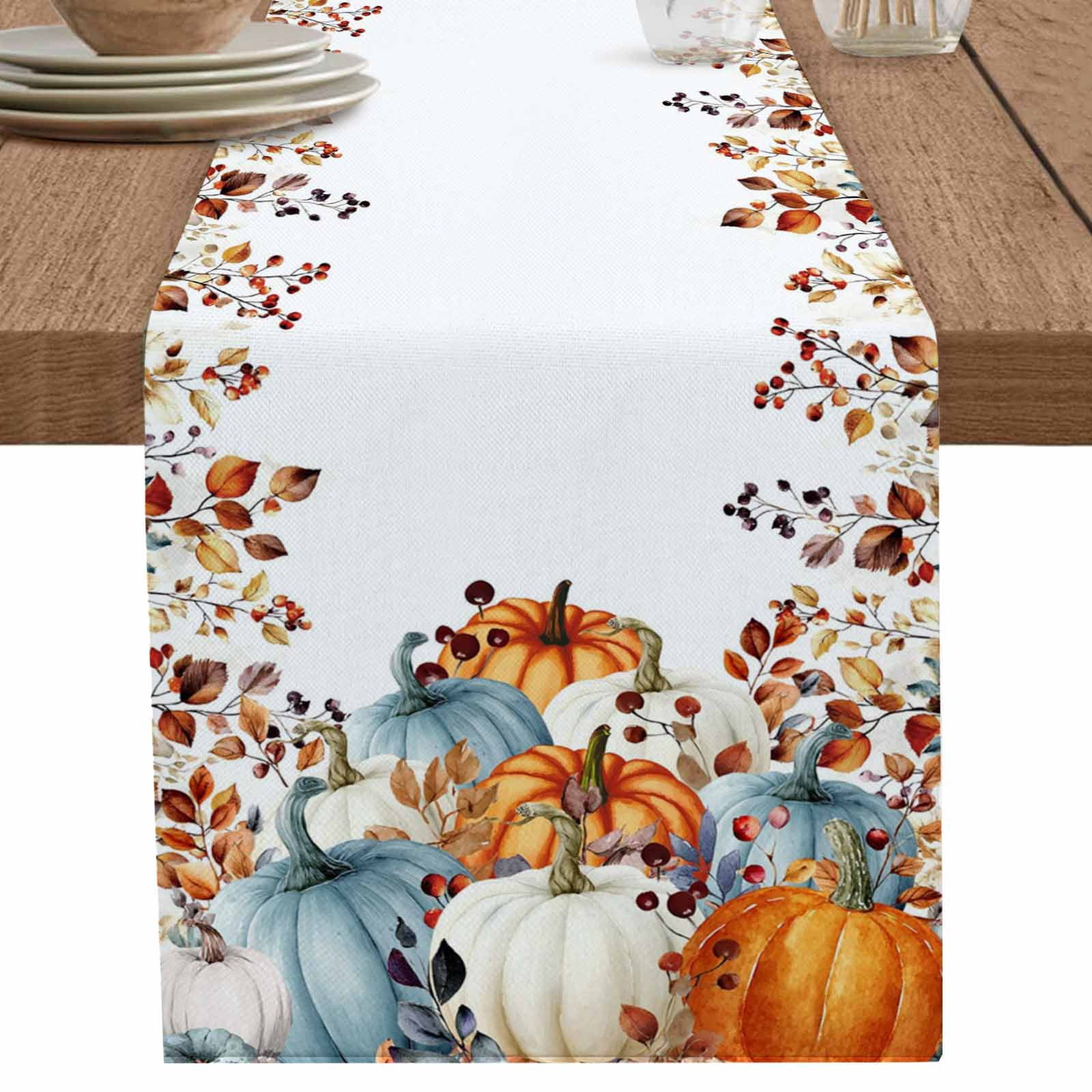 nqOlkjepod Fall Pumpkins Table Runner 72 Inches Long Farmhouse Dress ...