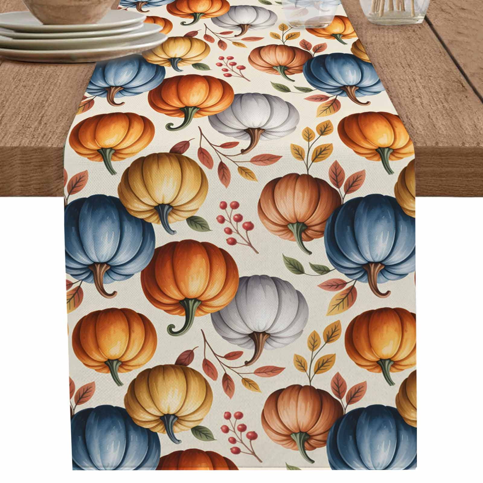 nqOlkjepod Fall Pumpkins Table Runner 90 Inches Long Farmhouse Dress ...