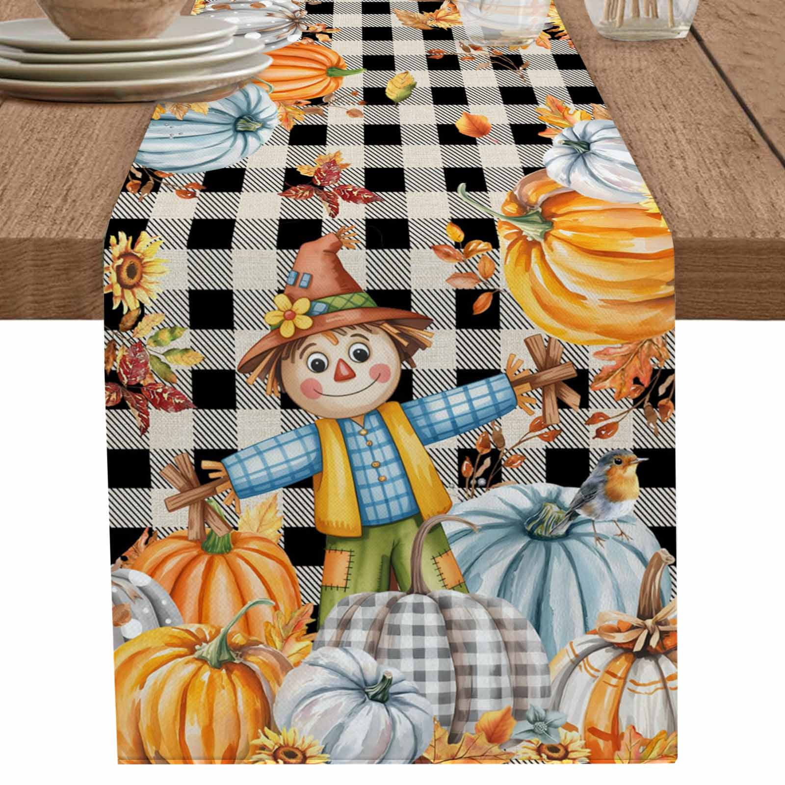 nqOlkjepod Fall Straw Man Table Runner 72 Inches Long Farmhouse Dress ...