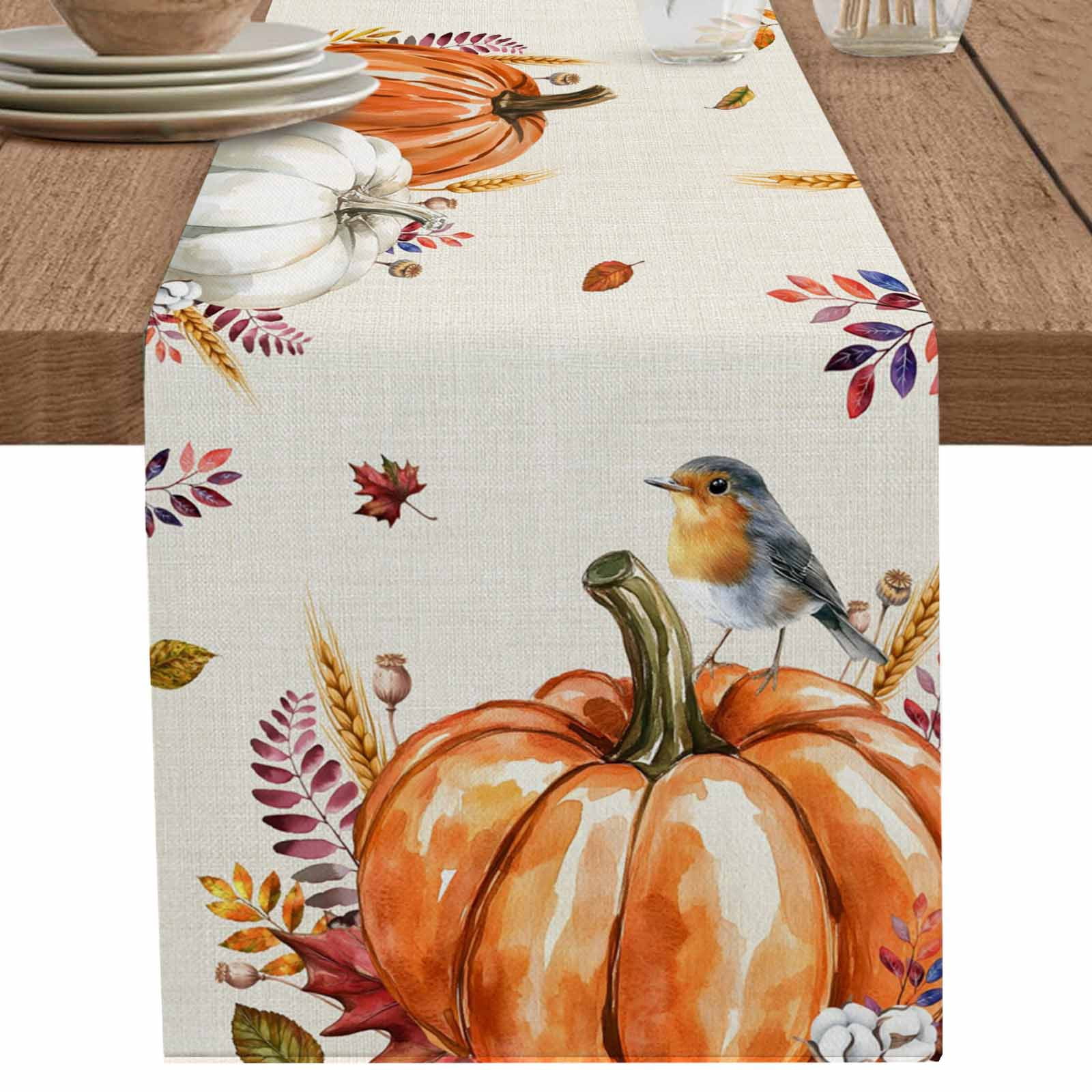 nqOlkjepod Fall Thanksgiving Table Runner 70 Inches Long Farmhouse ...