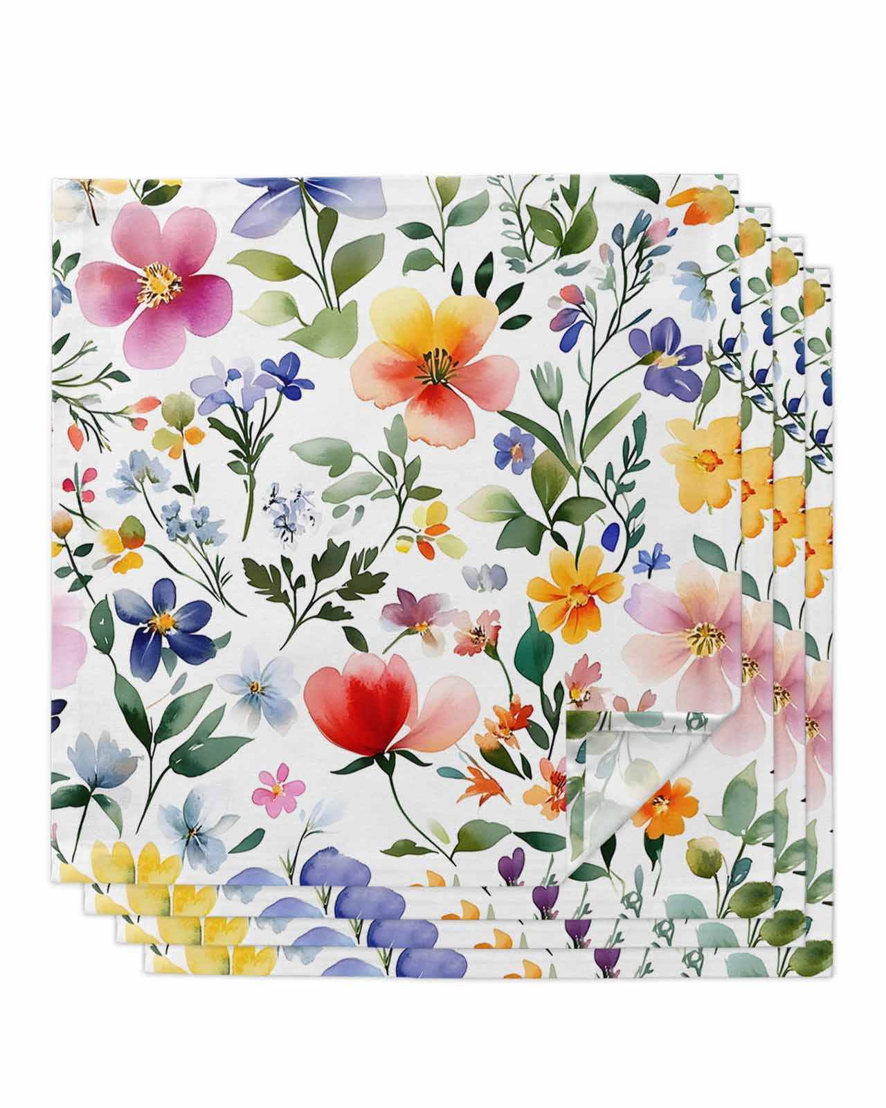 nqOlkjepod Farm Flower Cloth Napkins Set of 4 Reusable Dinner Napkins ...