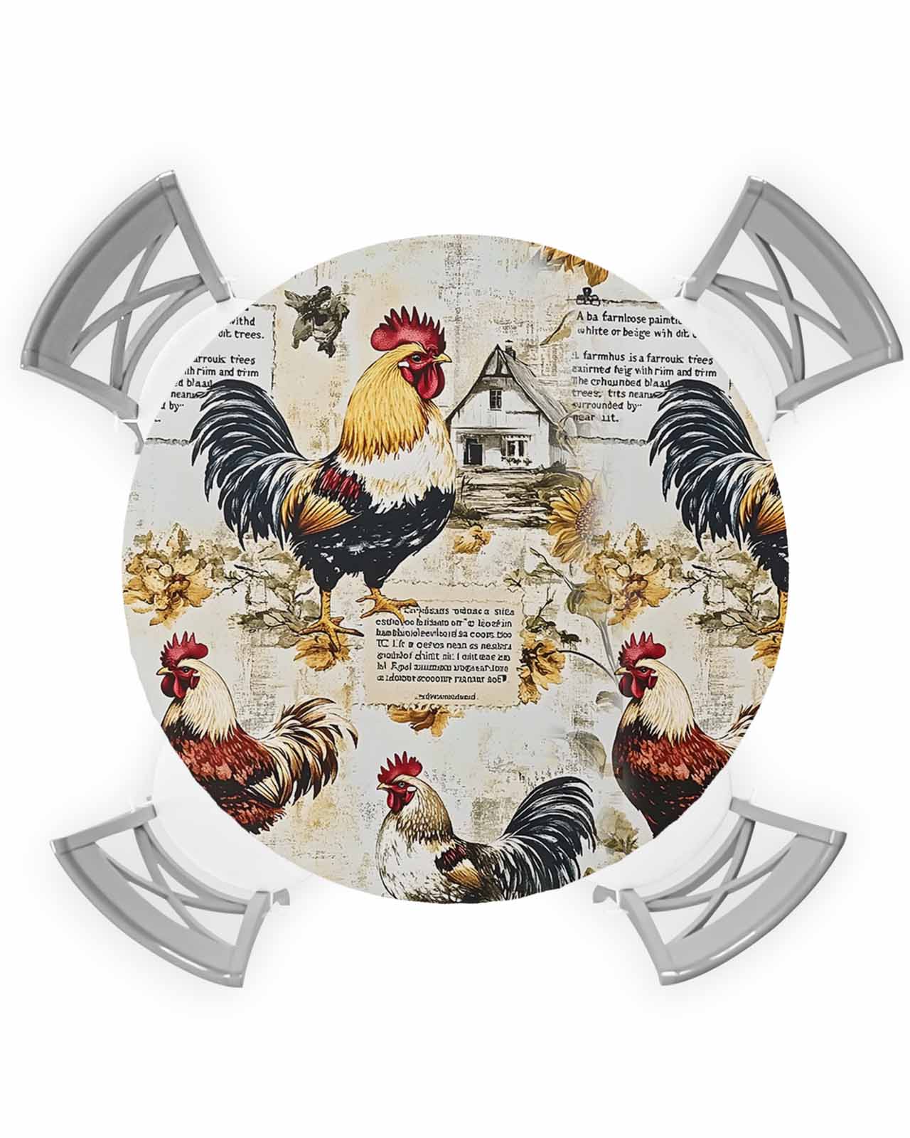 nqOlkjepod Farm Rooster Round Tablecloth, Fitted Table Cover with ...