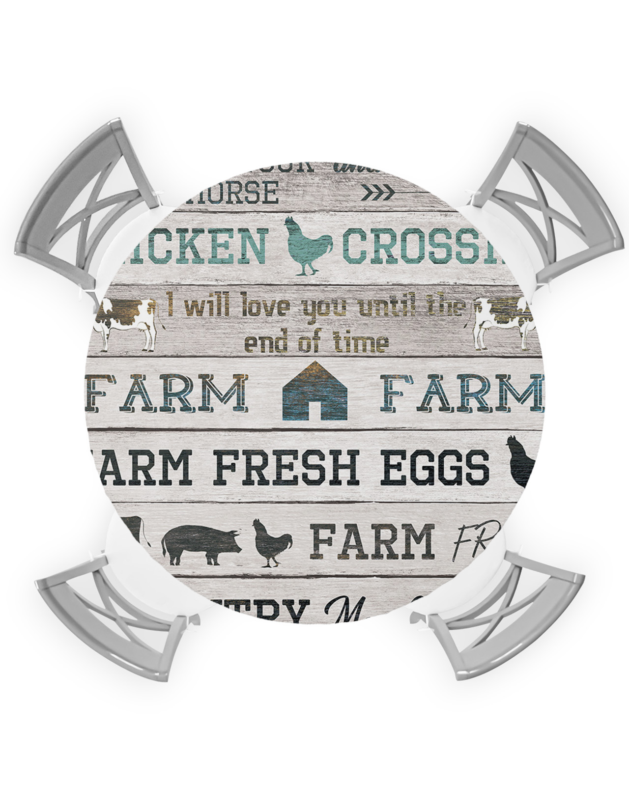 nqOlkjepod Farmhouse Animals Round Tablecloth, Fitted Table Cover with ...