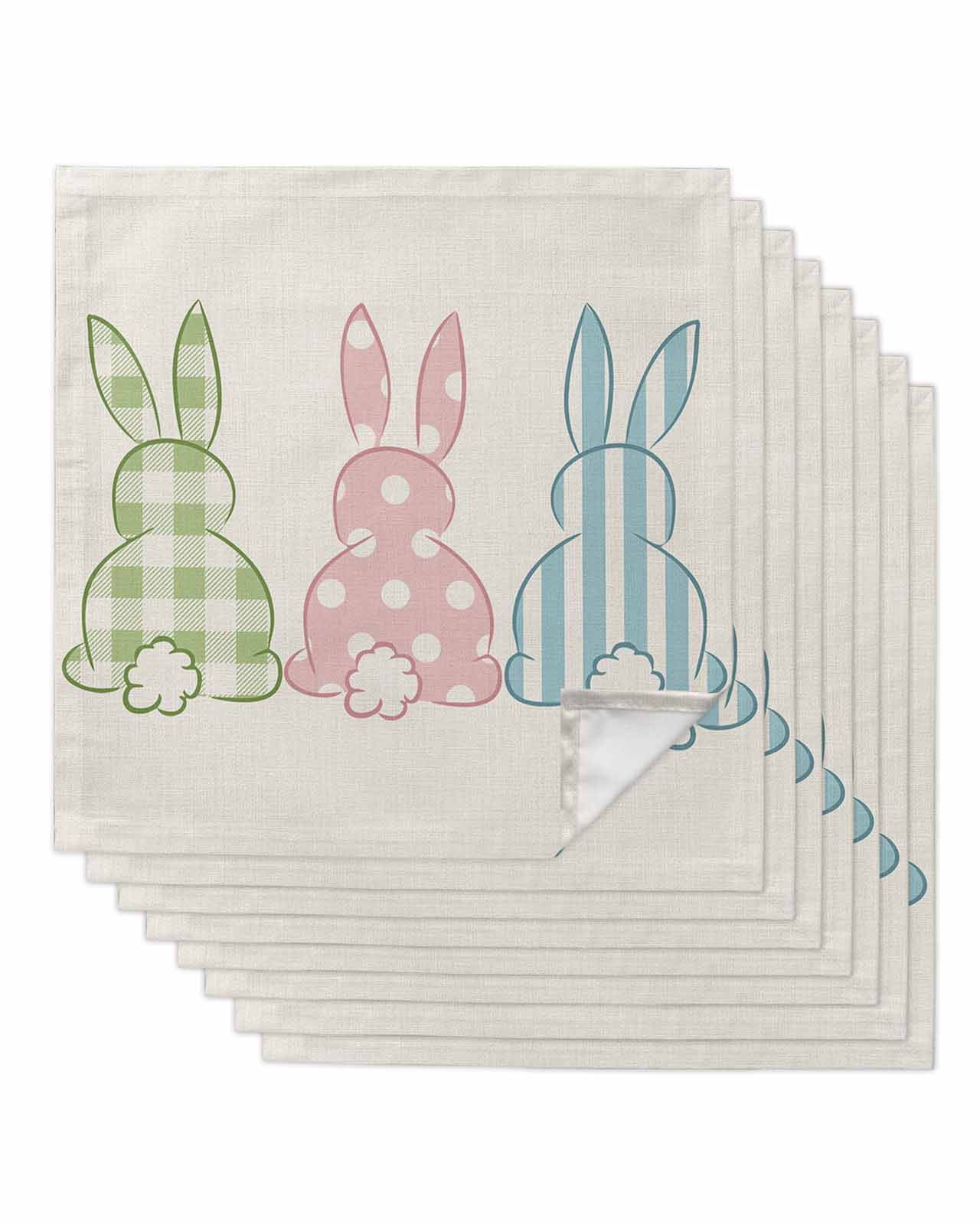 nqOlkjepod Farmhouse Bunny Cloth Napkins Set of 8 Reusable Dinner ...