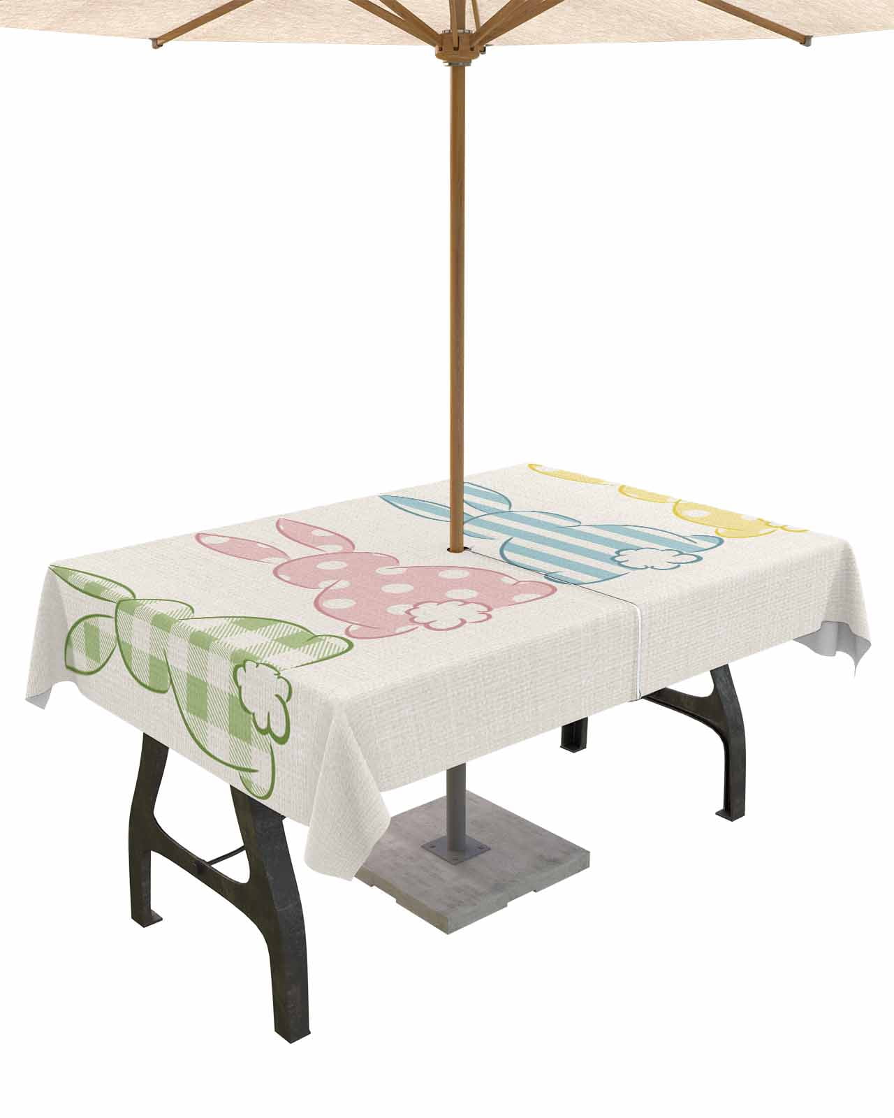 nqOlkjepod Farmhouse Bunny Outdoor Tablecloth with Umbrella Hole ...
