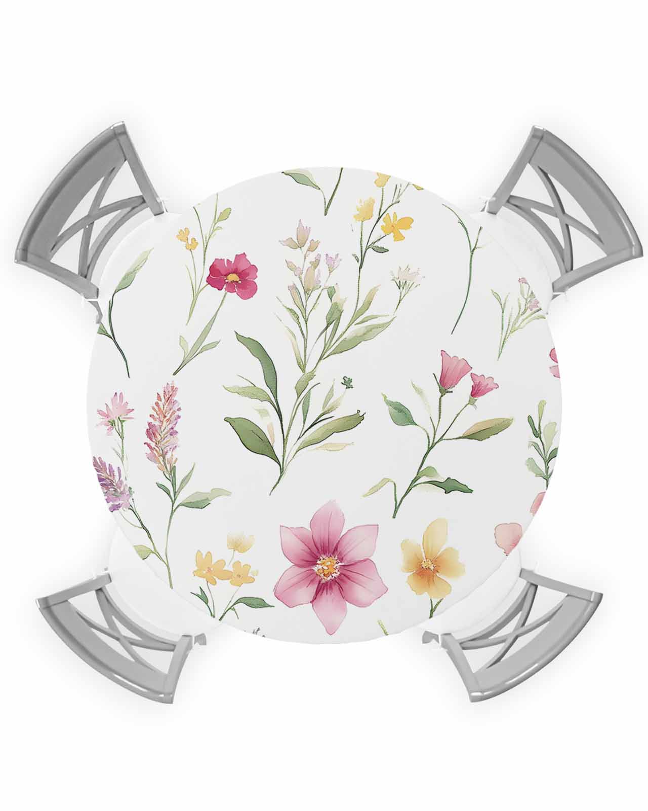 nqOlkjepod Farmhouse Floral Round Tablecloth, Fitted Table Cover with ...
