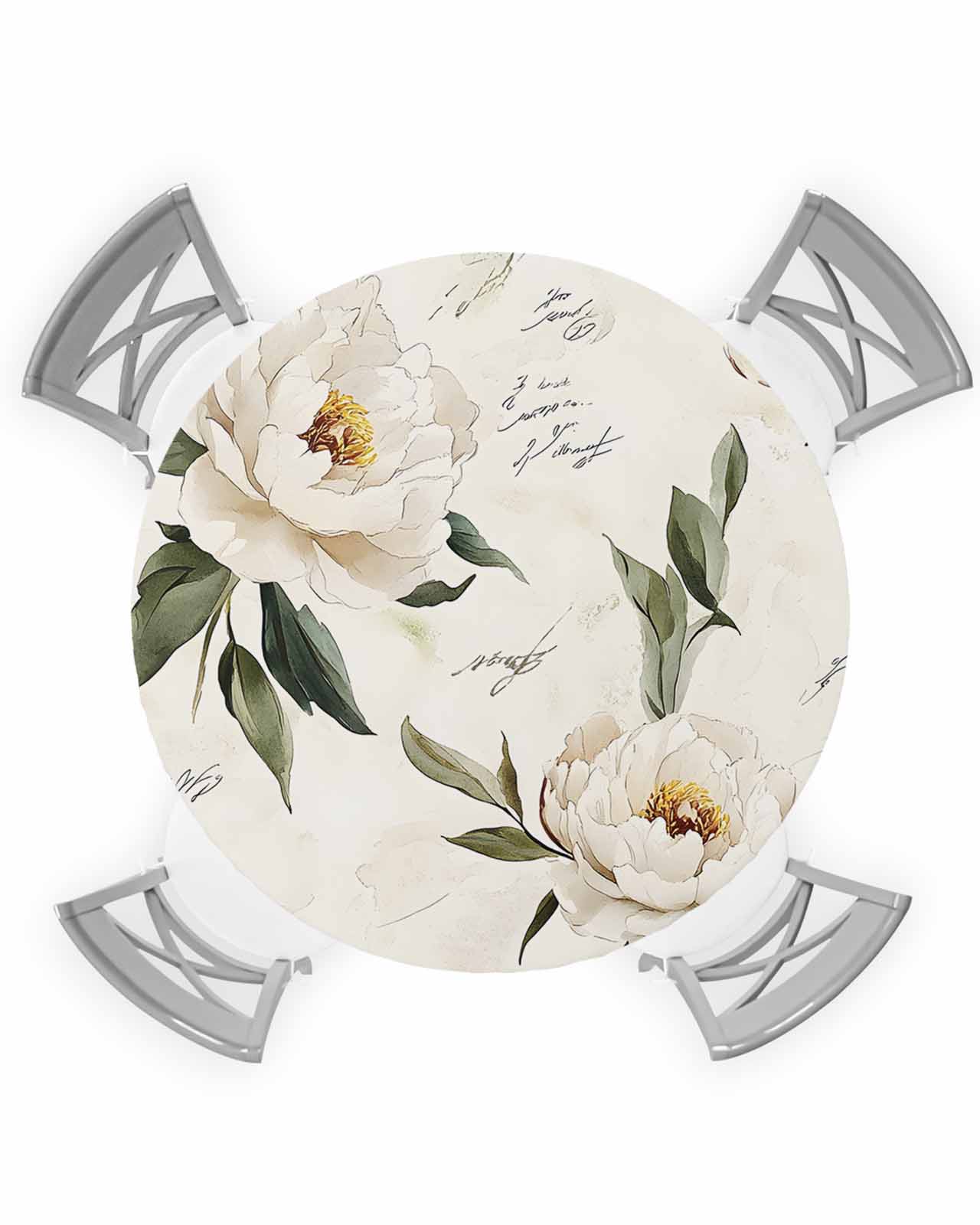 nqOlkjepod Farmhouse Flowers Round Tablecloth, Fitted Table Cover with ...