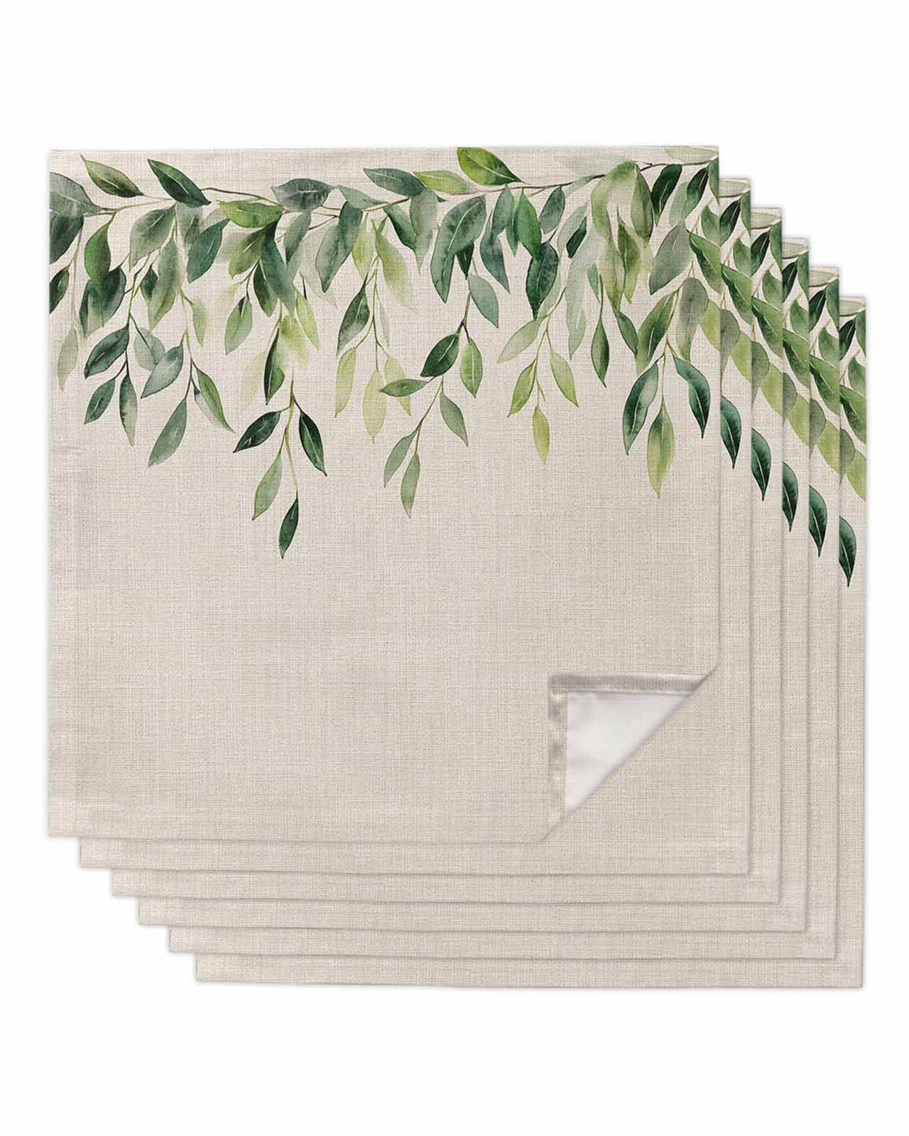 nqOlkjepod Farmhouse Leaves Cloth Napkins Set of 6 Reusable Dinner ...
