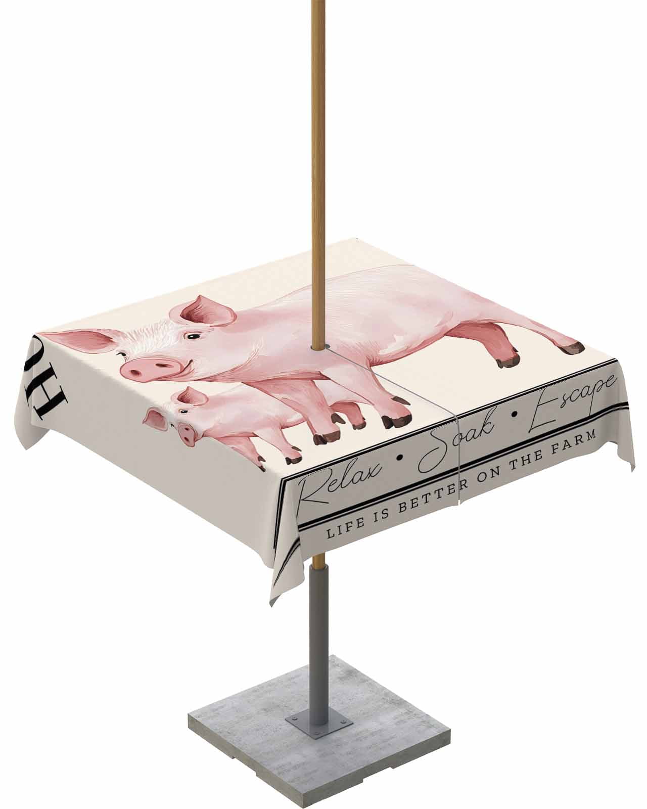 nqOlkjepod Farmhouse Pig Outdoor Tablecloth with Umbrella Hole & Zipper ...