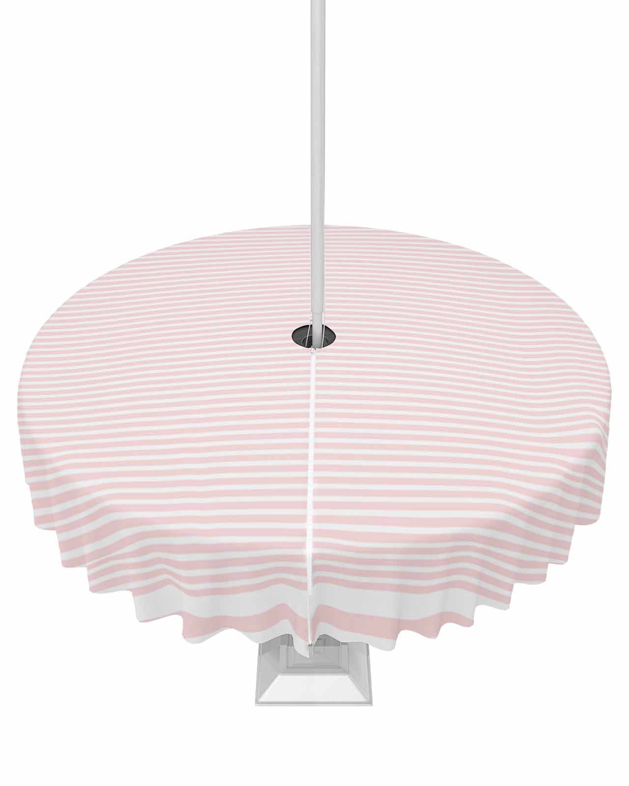 nqOlkjepod Farmhouse Pink White Striped Outdoor Tablecloth with ...