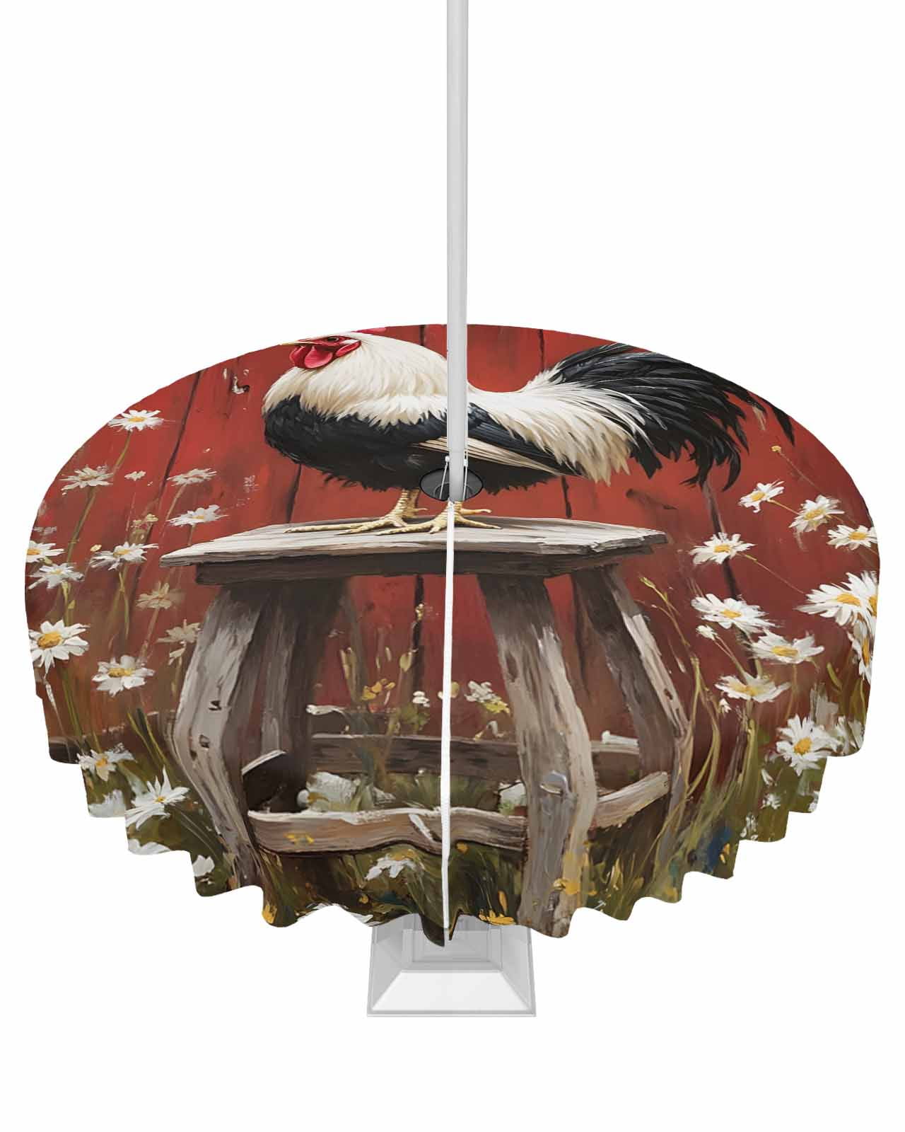 nqOlkjepod Farmhouse Rooster Outdoor Tablecloth with Umbrella Hole ...