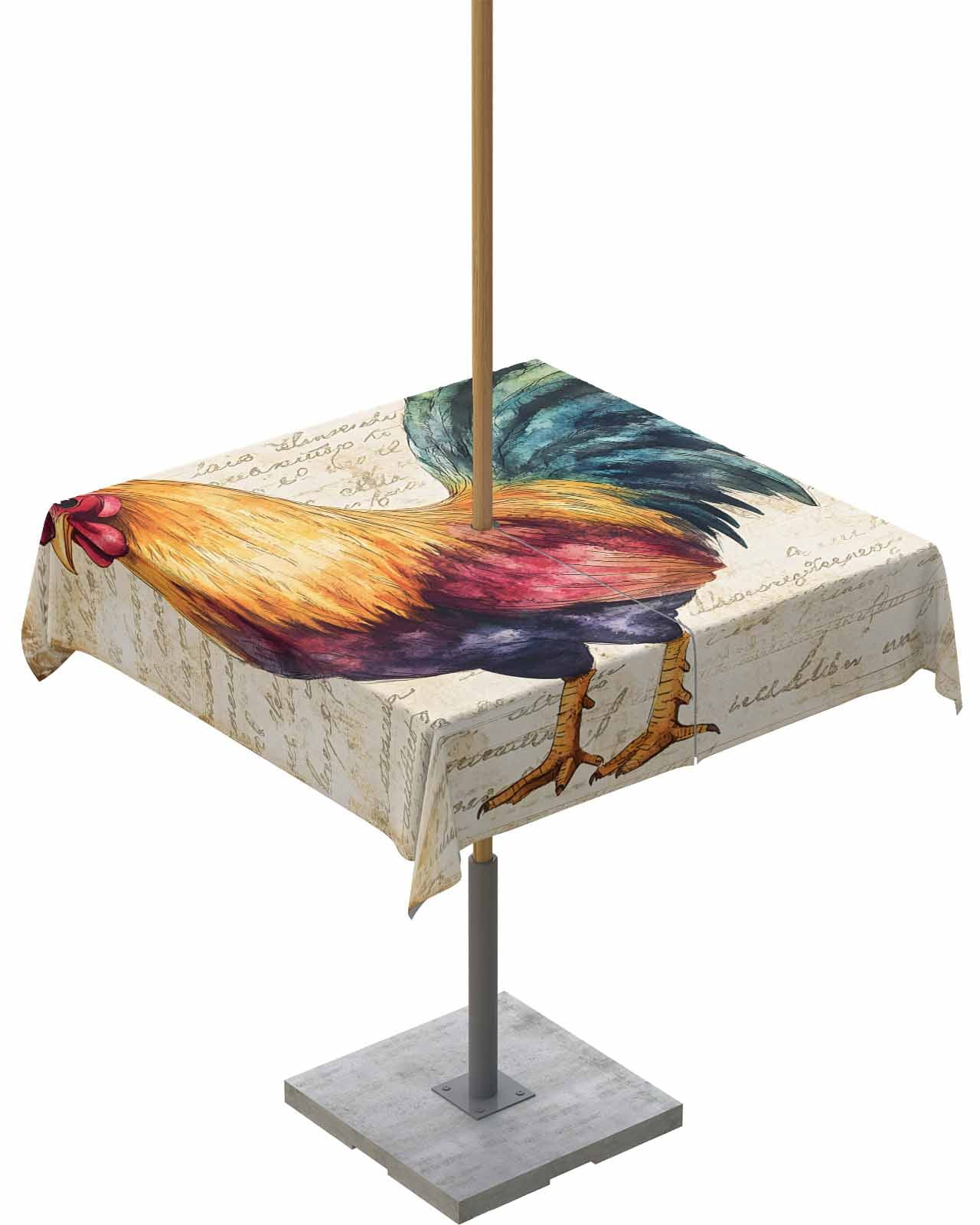 nqOlkjepod Farmhouse Rooster Outdoor Tablecloth with Umbrella Hole ...