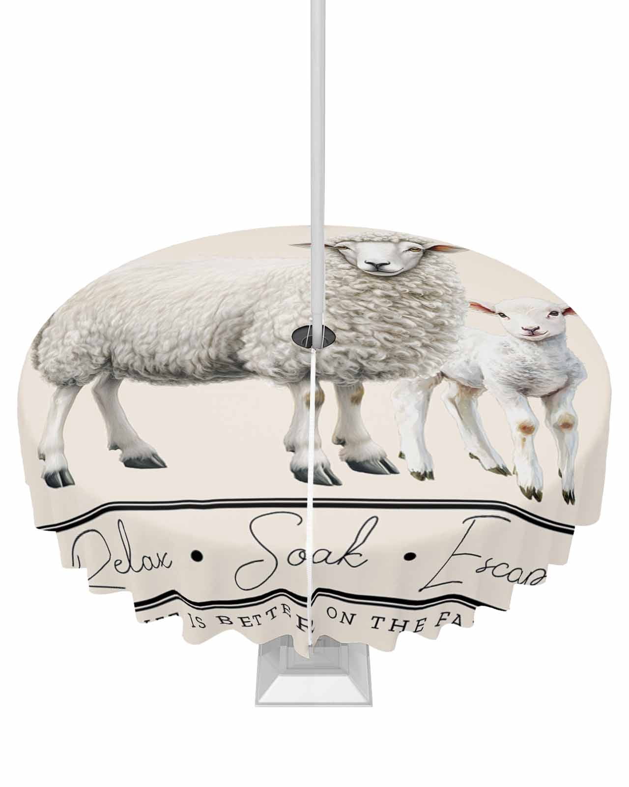 nqOlkjepod Farmhouse Sheep Outdoor Tablecloth with Umbrella Hole ...